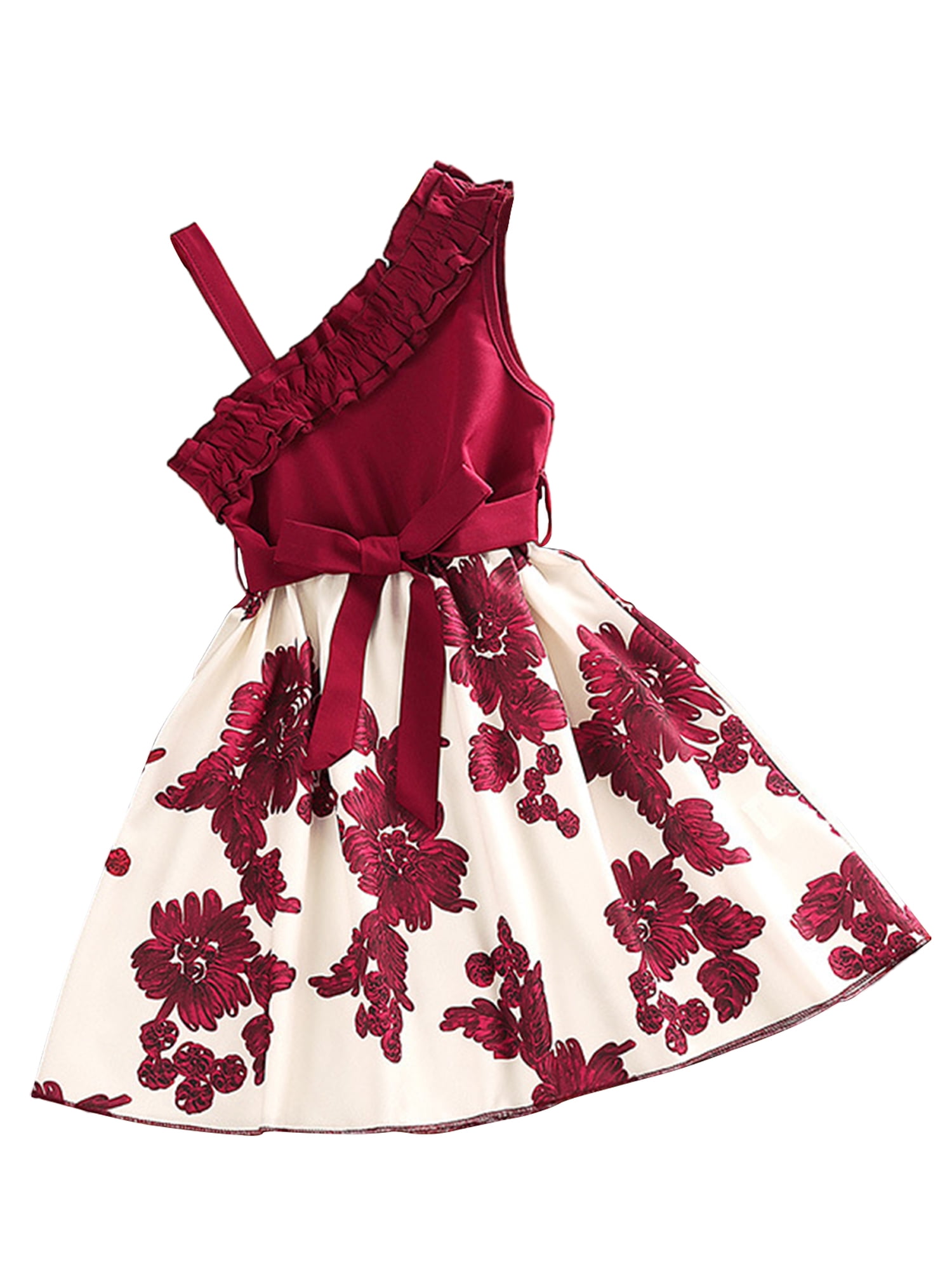 Bagilaanoe Little Girl Summer Dress Floral Sleeveless A-line Dresses 4T ...