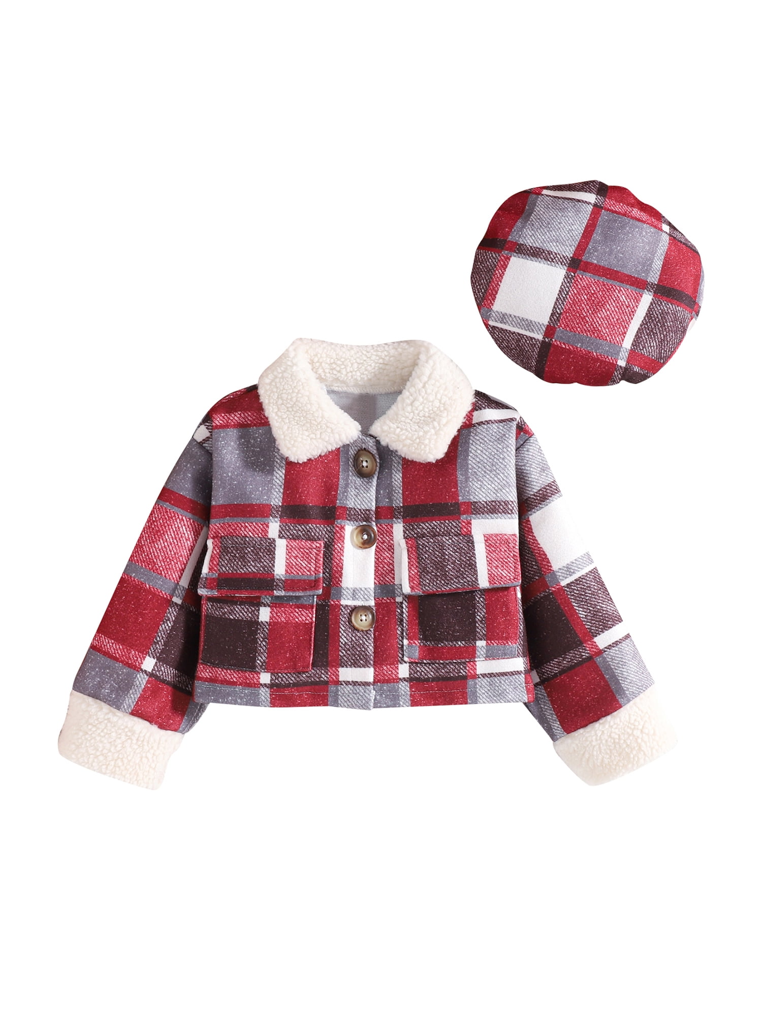 Bagilaanoe Little Girl Winter Plaid Jacket Long Sleeve Button Coat with ...