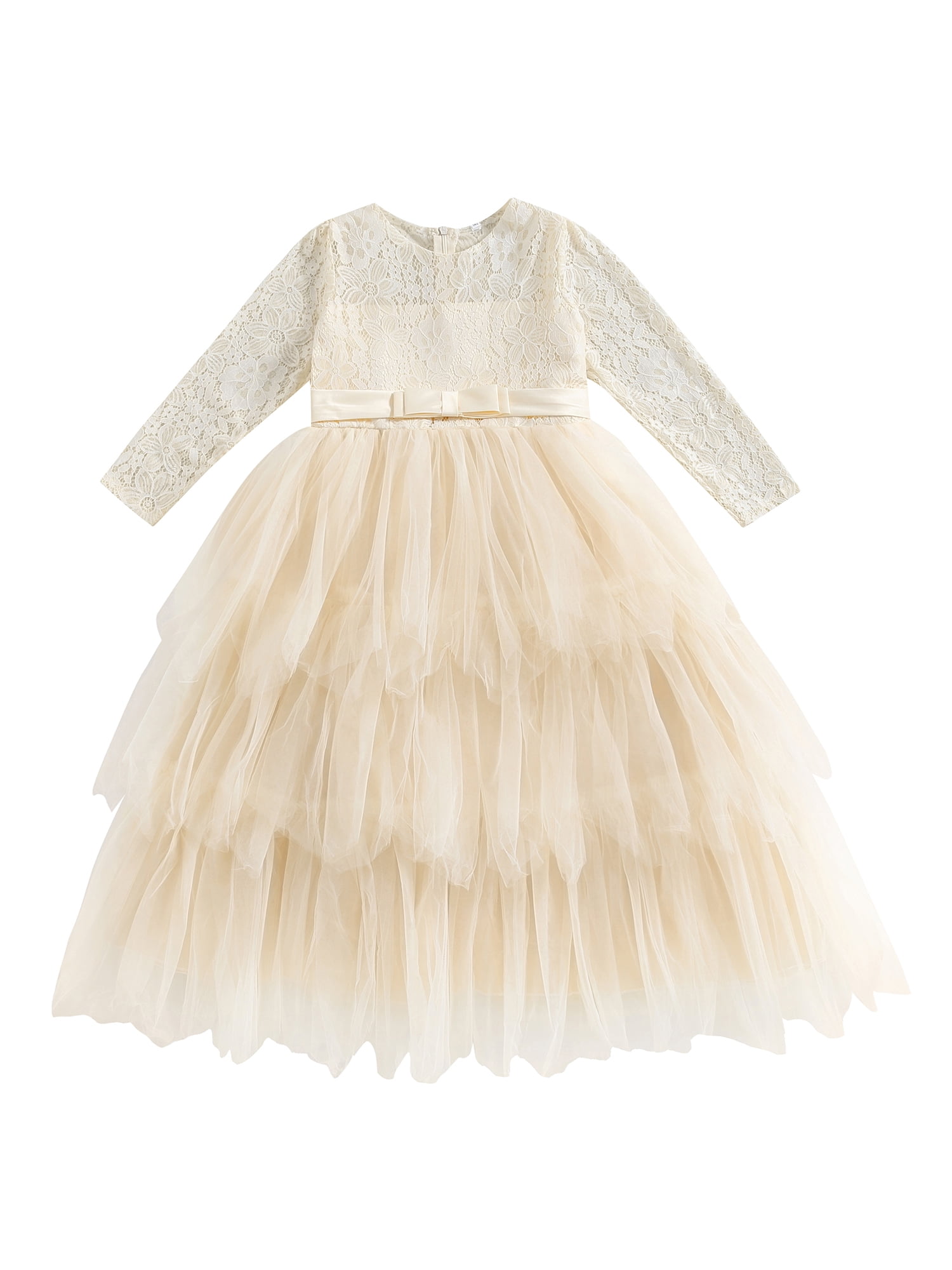 Bagilaanoe Little Girls Formal Dress Long Sleeve A-line Princess ...