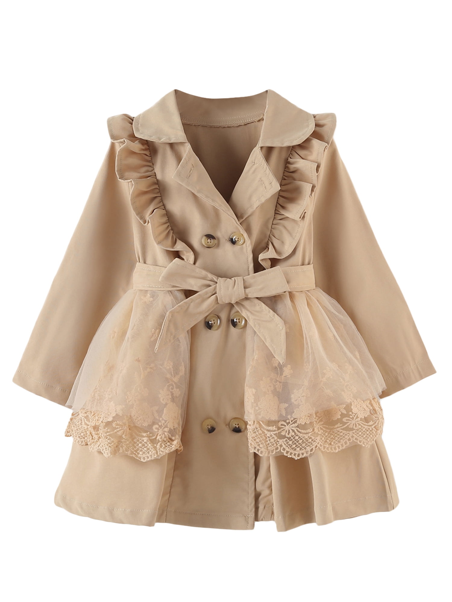 Bagilaanoe Little Girls Winter Trench Coat Jacket Long Sleeve Lace Mesh ...