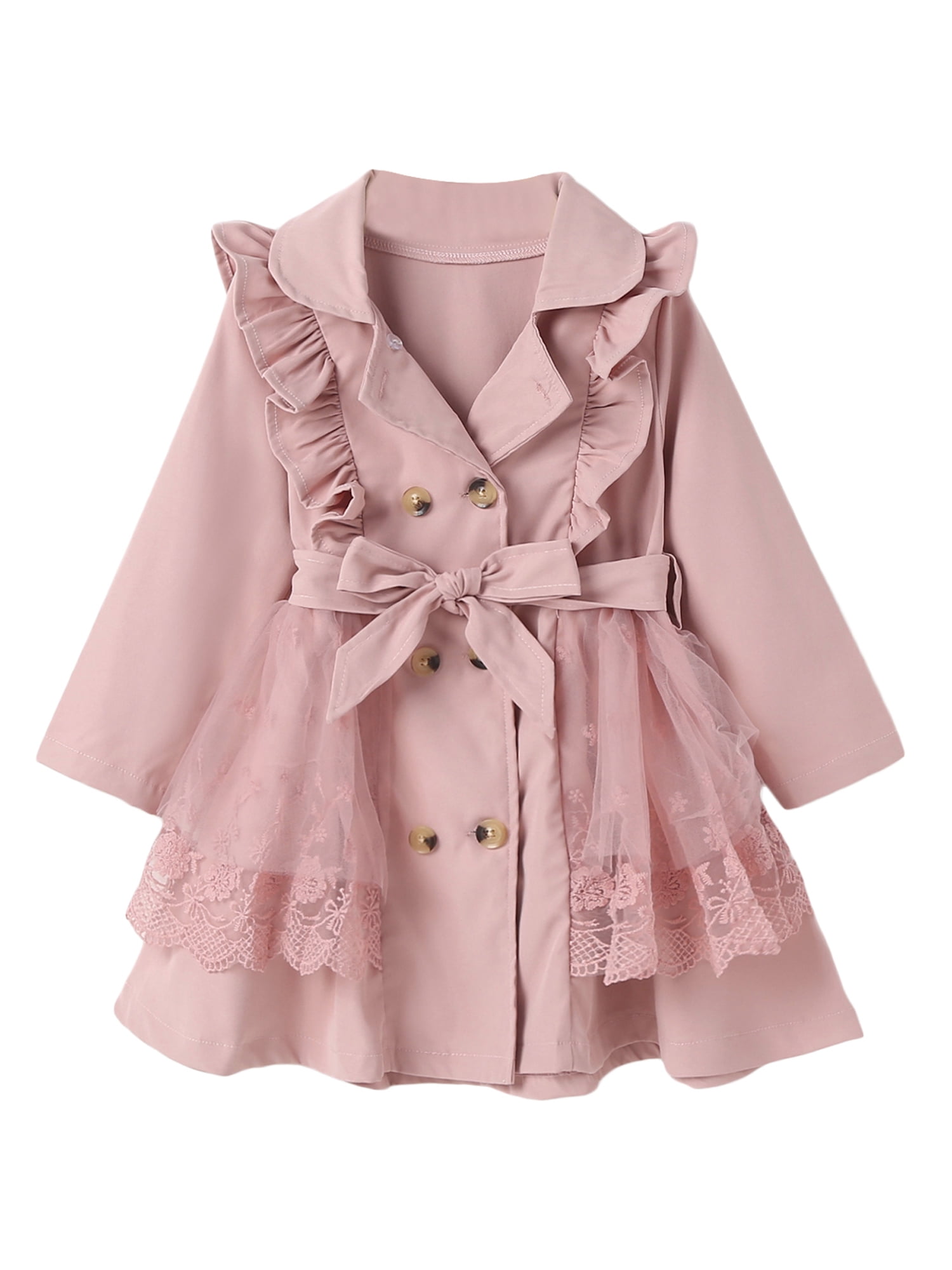 Bagilaanoe Little Girls Winter Trench Coat Jacket Long Sleeve Lace Mesh ...