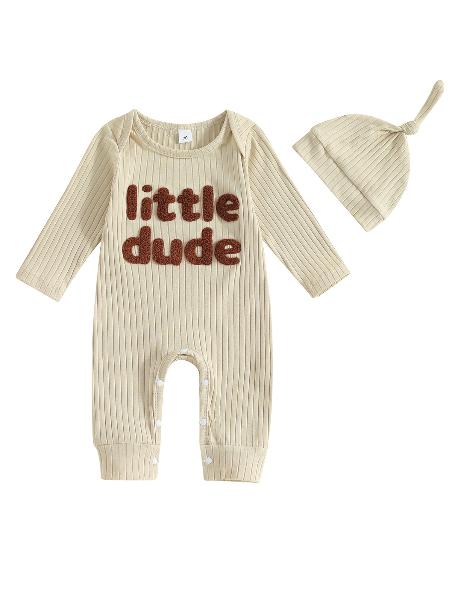 Bagilaanoe Newborn Baby Boy One-pieces Letters Long Sleeve Jumpsuit + Hat 3M 6M 12M 18M Infant ...