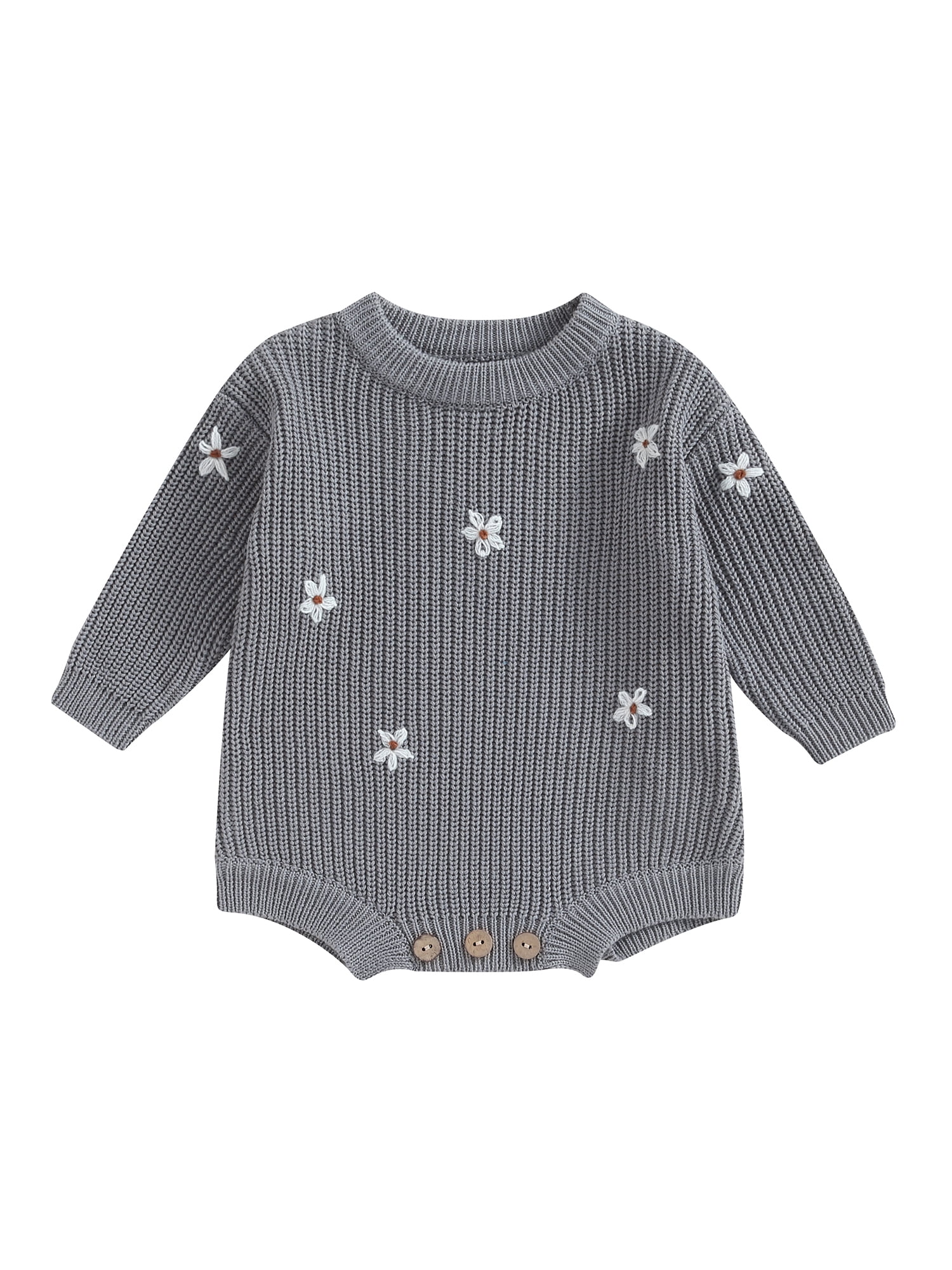 Bagilaanoe Newborn Baby Boys Girls Knitted Romper Sweater Long Sleeve Bodysuits Flower ...