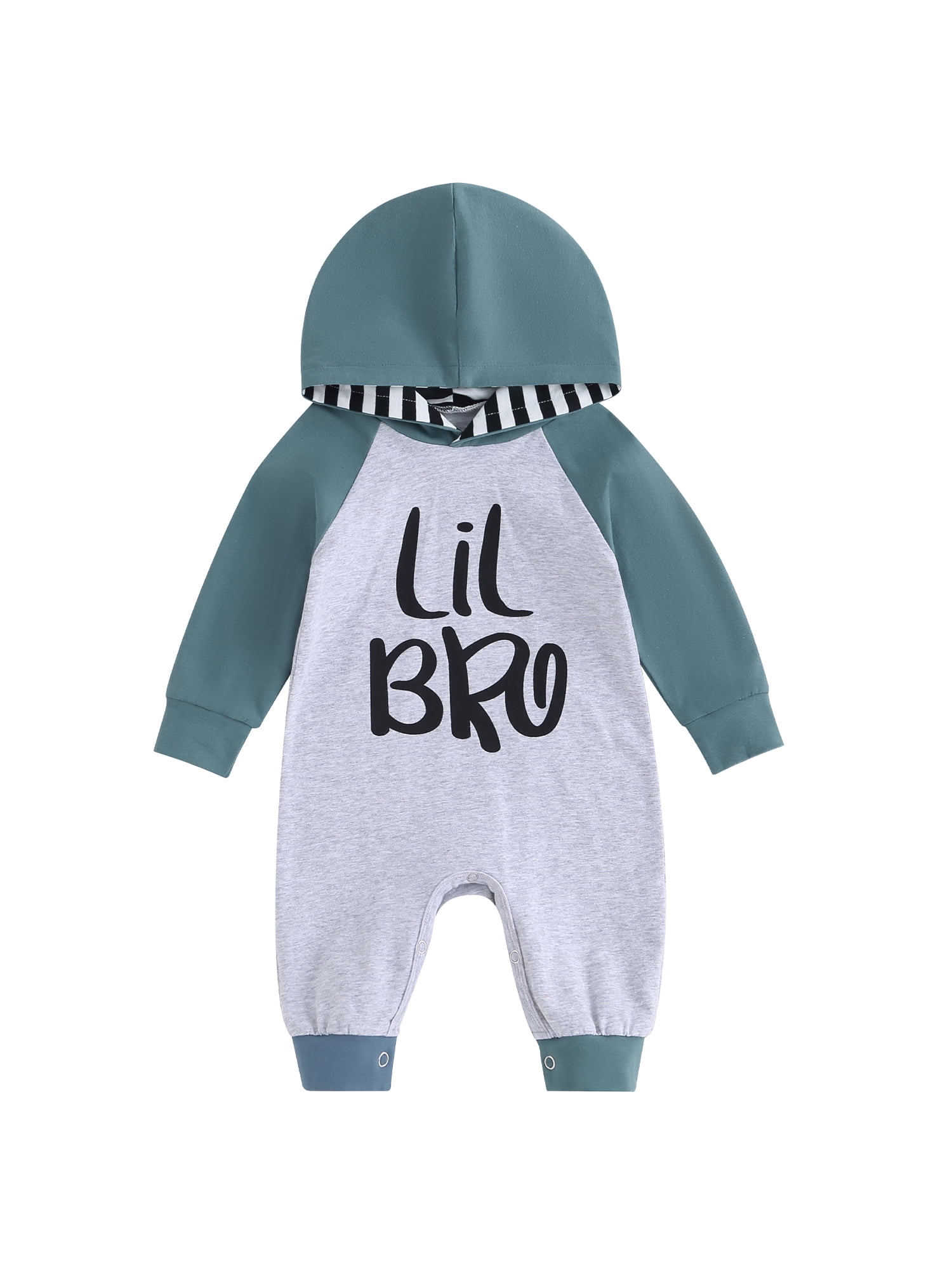 Bagilaanoe Newborn Baby Boys Hooded Jumpsuit Letters Print Long Sleeve Bodysuit 3M 6M 12M 18M ...