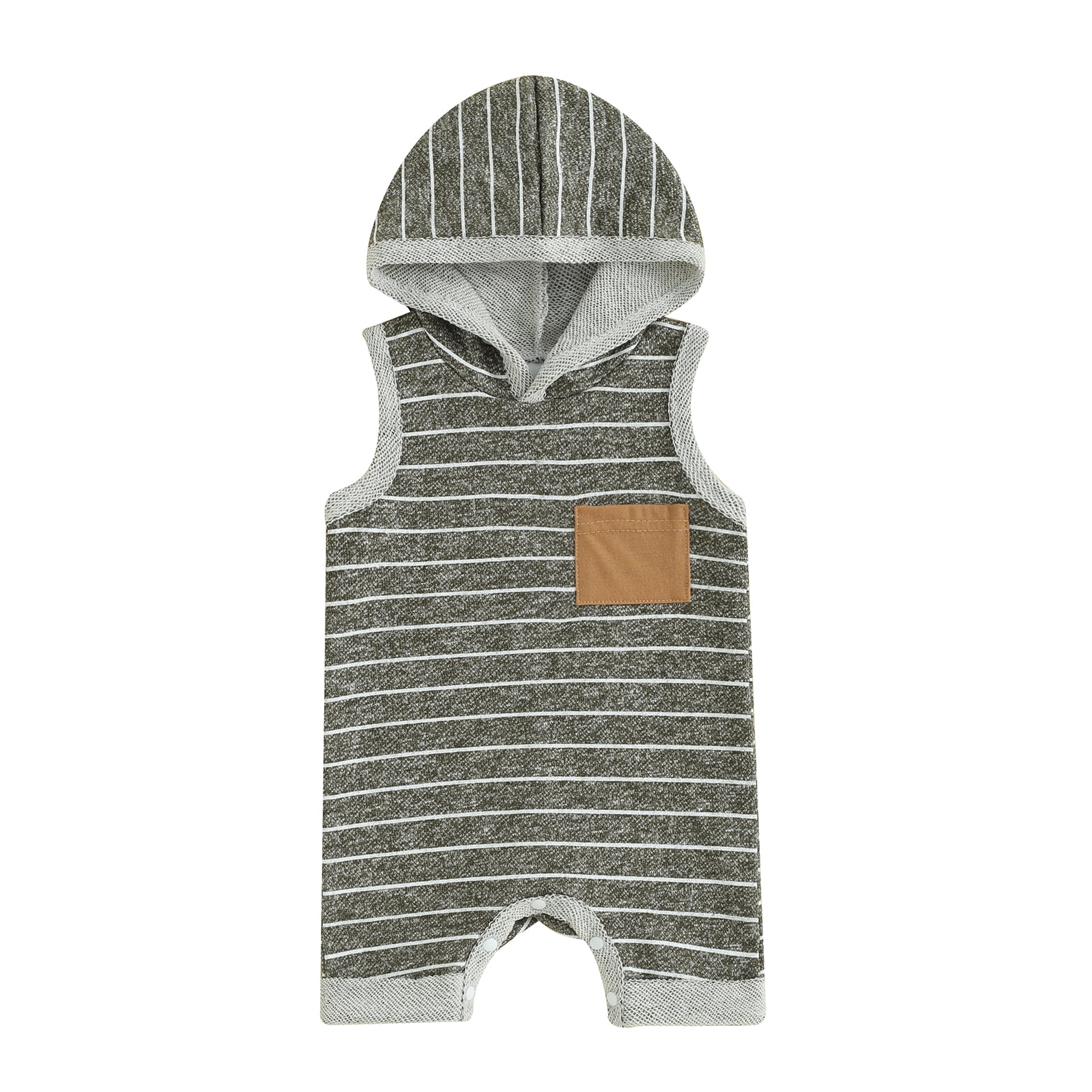 Bagilaanoe Newborn Baby Boys Hooded Jumpsuit Striped Sleeveless Bodysuit 3M 6M 12M 18M Infant ...