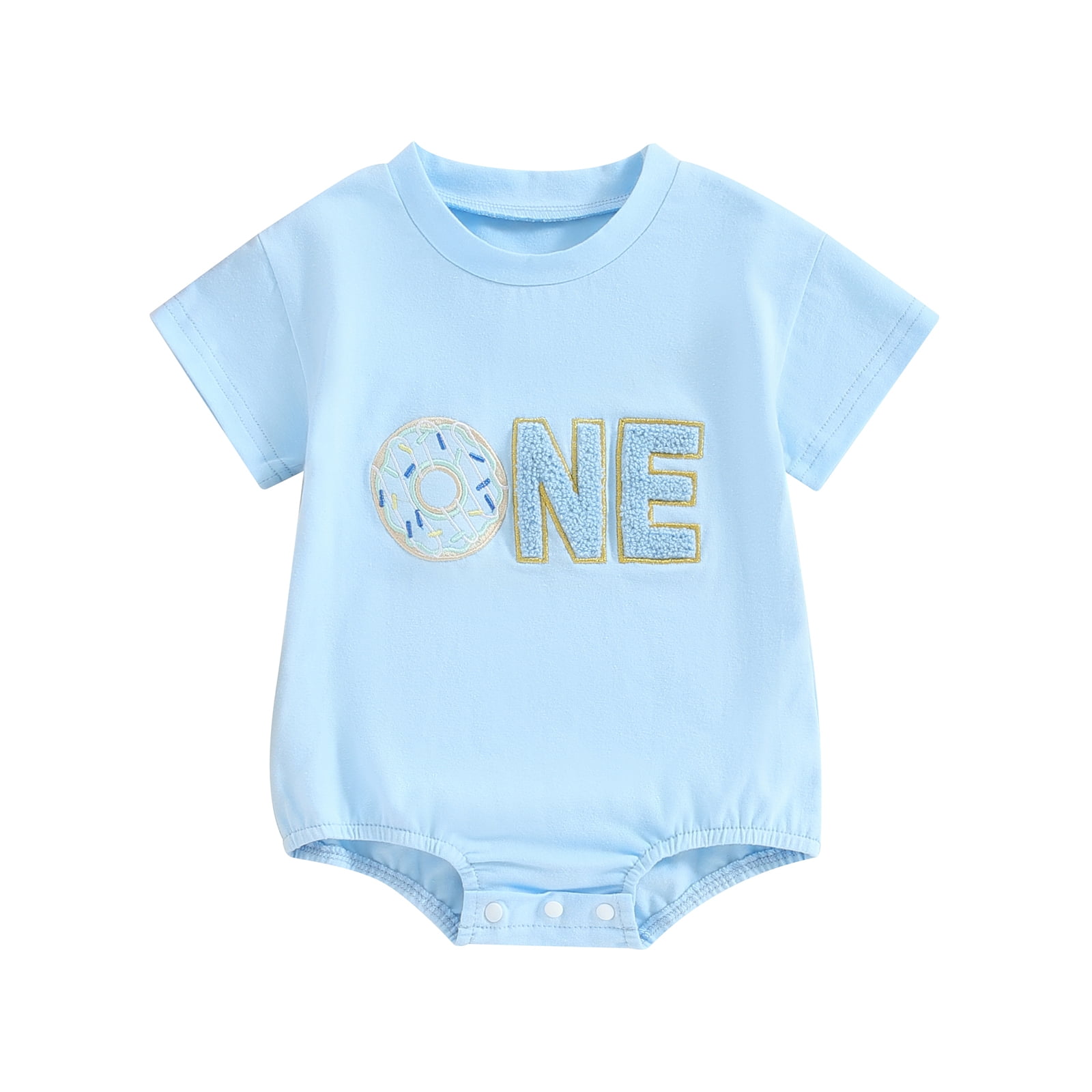 Bagilaanoe Newborn Baby Girl Birthday Rompers Letter Embroidery Short Sleeve Bodysuits 6M 12M ...