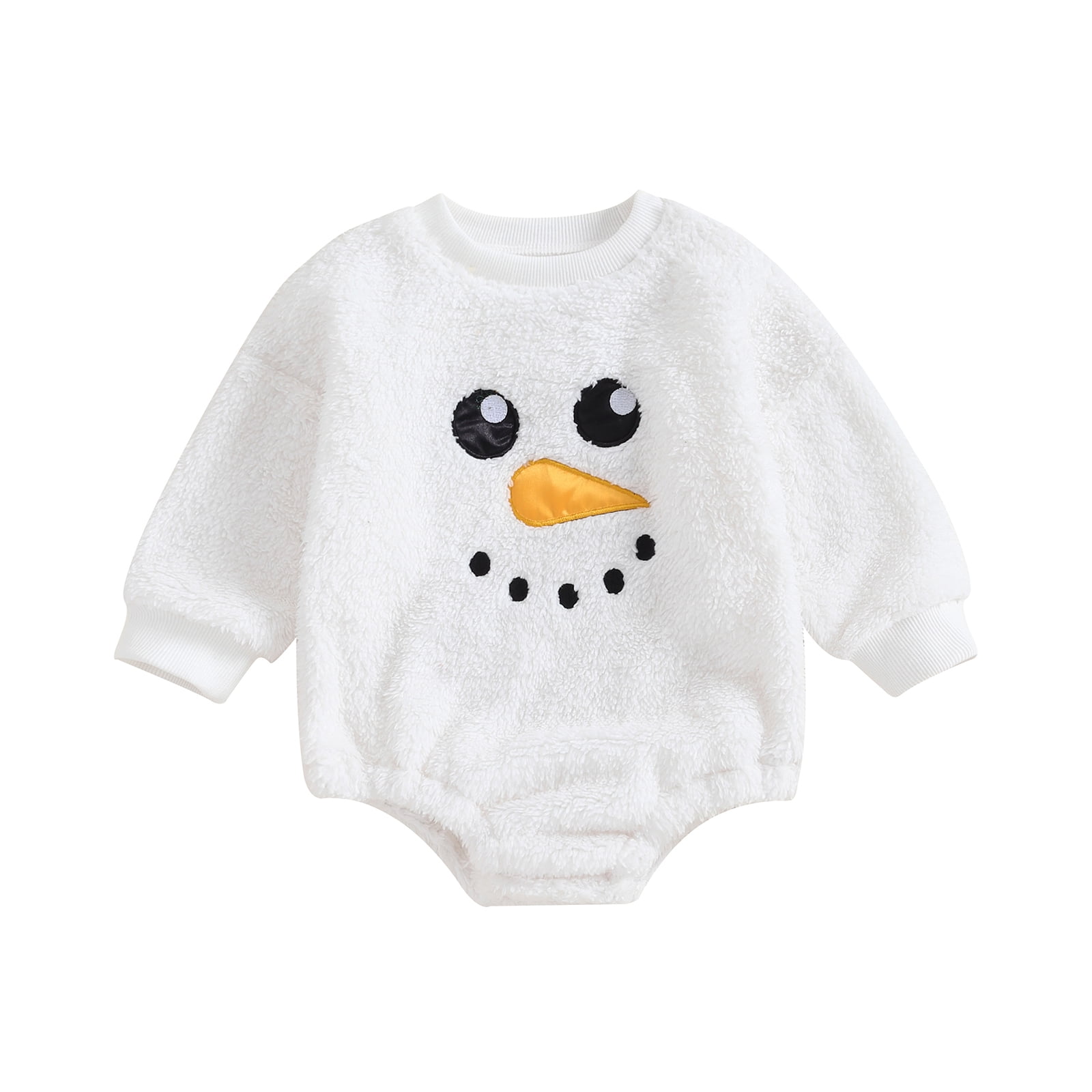 Bagilaanoe Newborn Baby Girl Boy Christmas Clothes Plush Romper Sweatshirt Long Sleeve Bodysuits ...
