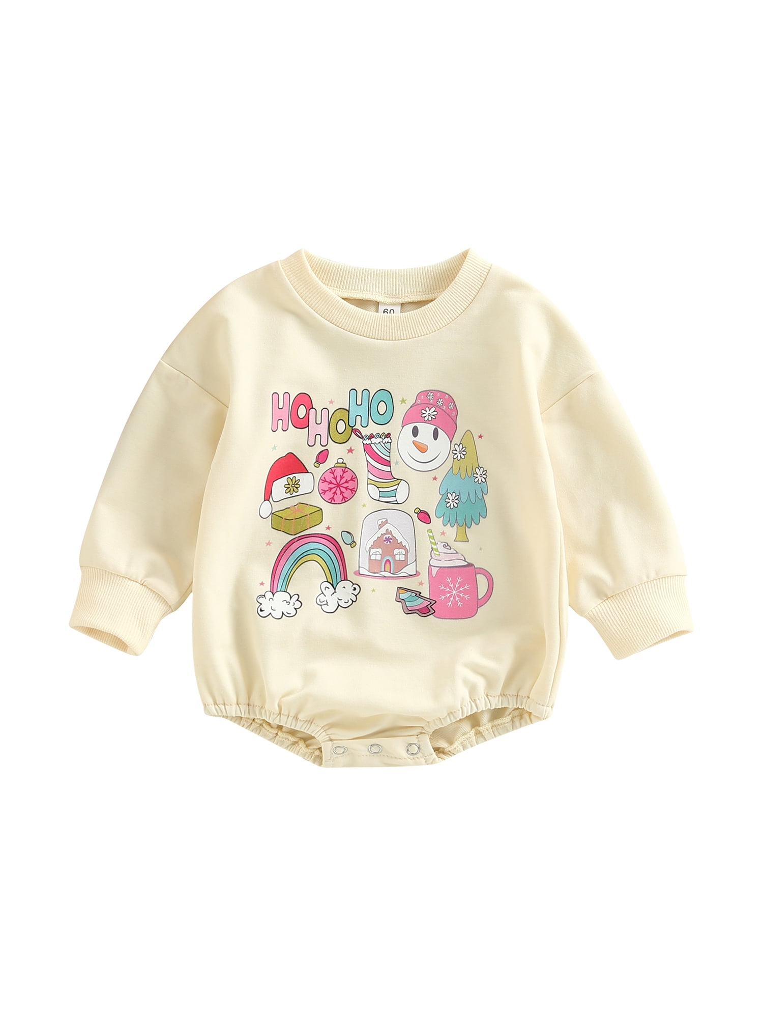 Bagilaanoe Newborn Baby Girl Boy Christmas Romper Sweatshirt Long Sleeve Bodysuit Snowman ...