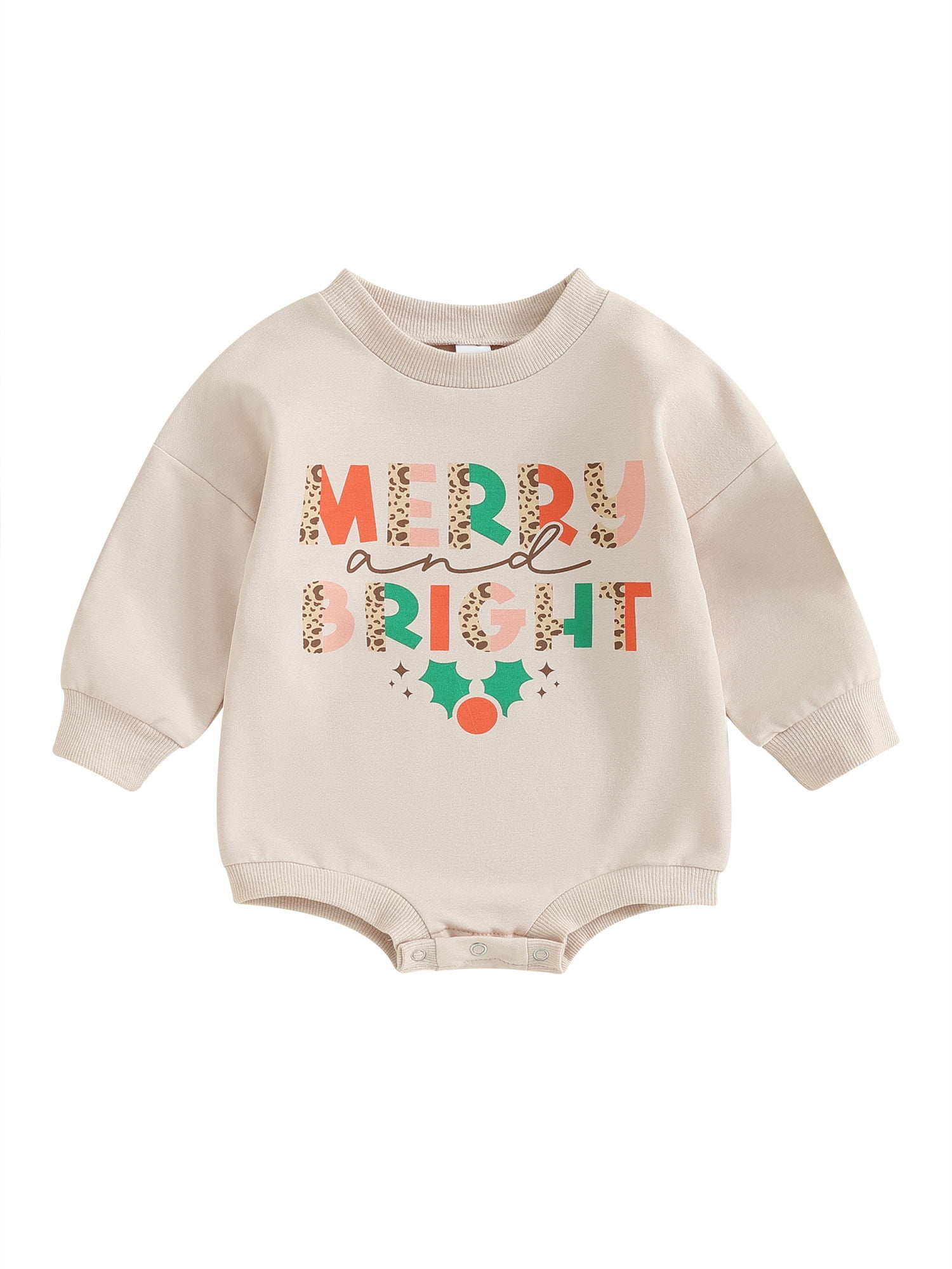 Bagilaanoe Newborn Baby Girl Boy Christmas Romper Sweatshirt Long Sleeve Bodysuits Letter Print ...