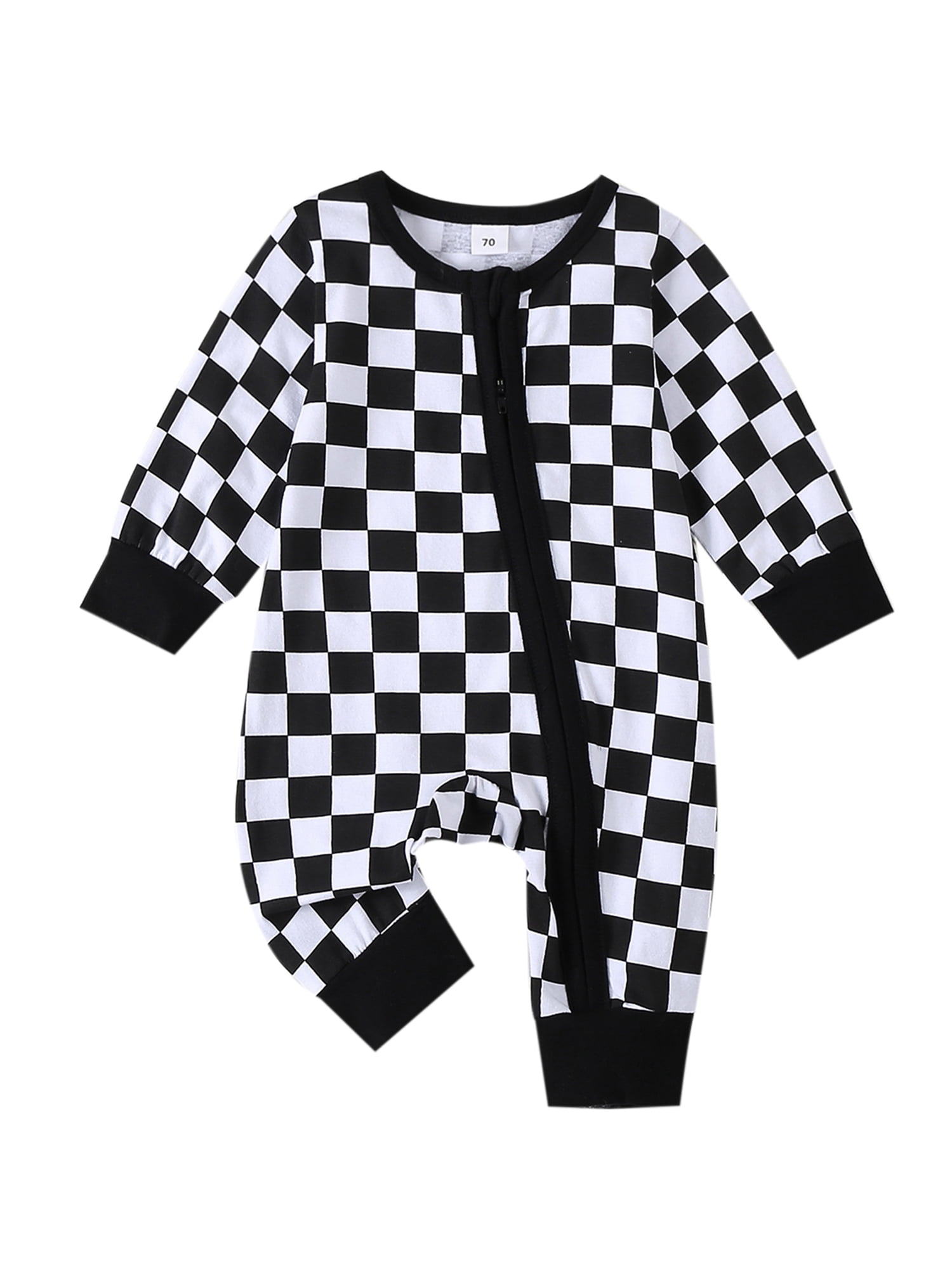Bagilaanoe Newborn Baby Girl Boy Fall Pajamas Checkerboard Print Long Sleeve Jumpsuits 3M 6M 9M ...