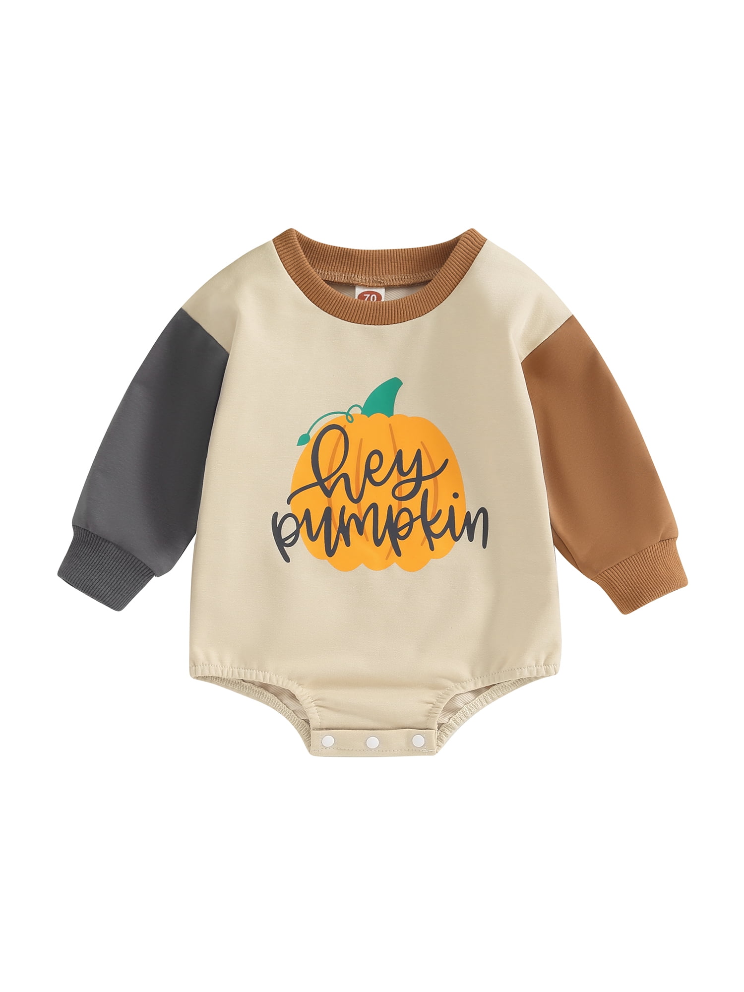 Bagilaanoe Newborn Baby Girl Boy Halloween Clothes Letter Pumpkin Print Romper Sweatshirt Long ...