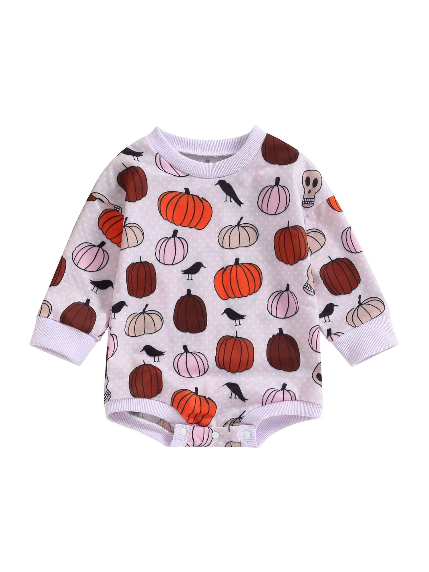Bagilaanoe Newborn Baby Girl Boy Halloween Romper Sweatshirt Long Sleeve Bodysuit Pumpkin Print ...