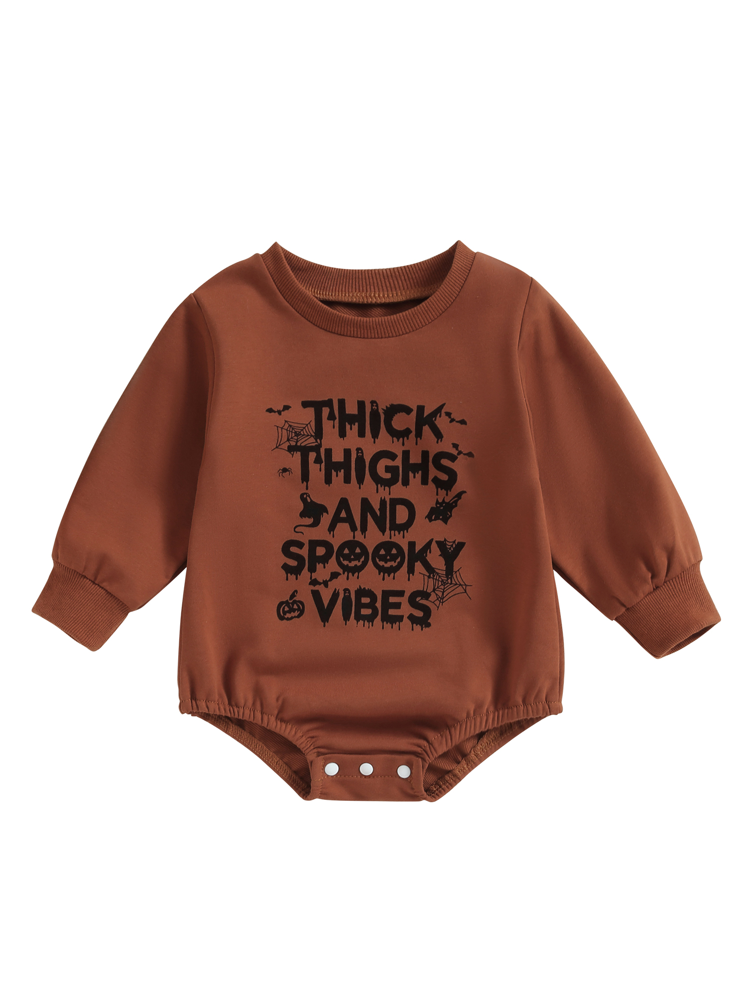 Bagilaanoe Newborn Baby Girl Boy Halloween Rompers Sweatshirt Long Sleeve Bodysuits Letters ...