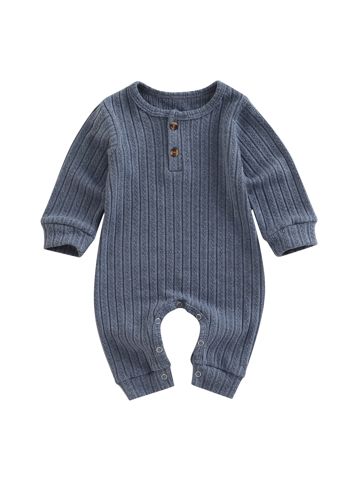 Bagilaanoe Newborn Baby Girl Boy Jumpsuit Knit Long Sleeve Bodysuit 3M 6M 12M 18M Infant Ribbed ...