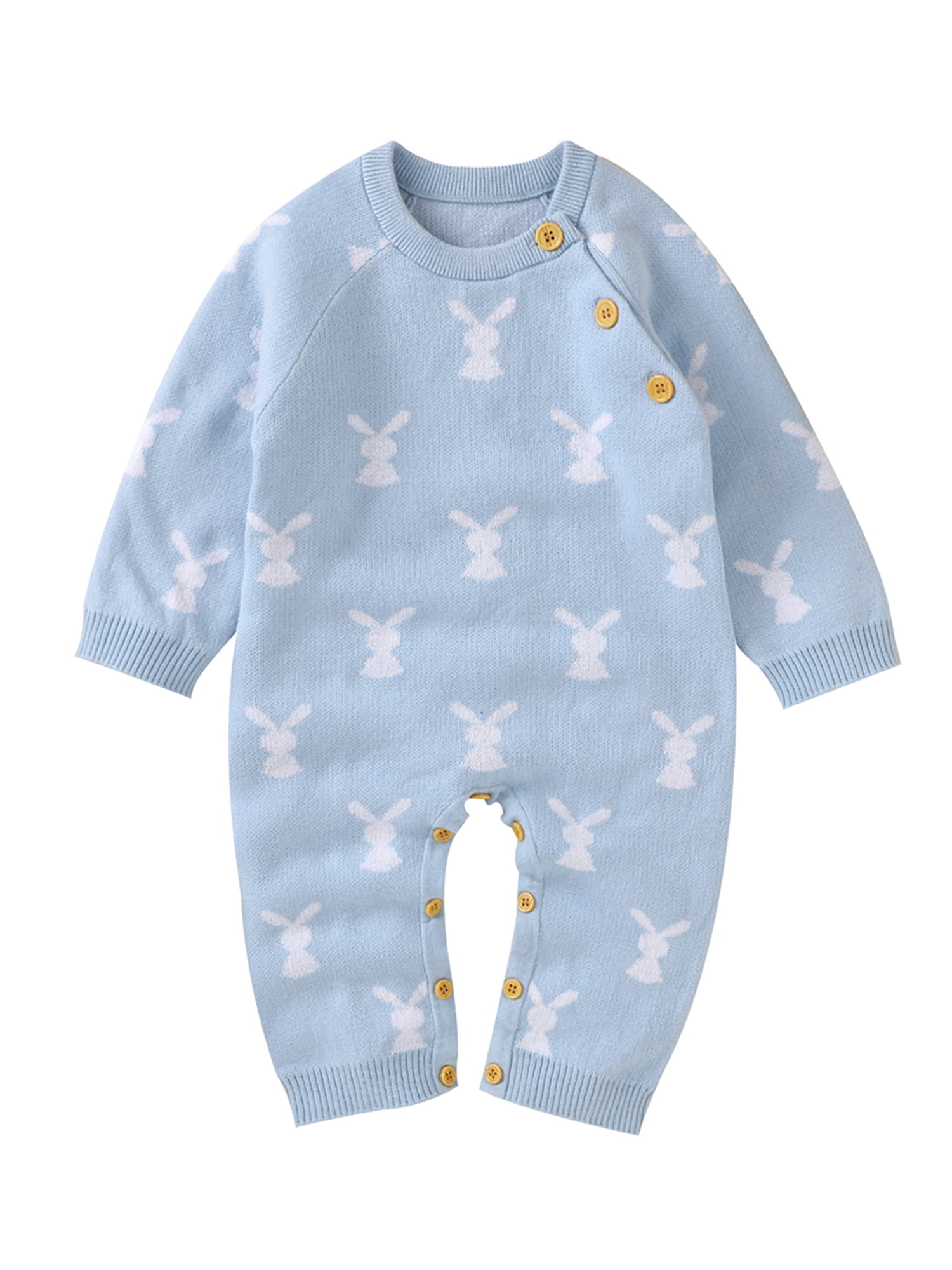 Bagilaanoe Newborn Baby Girl Boy Jumpsuit Long Sleeve Bunny Print Romper Overalls 3M 6M 12M 18M ...