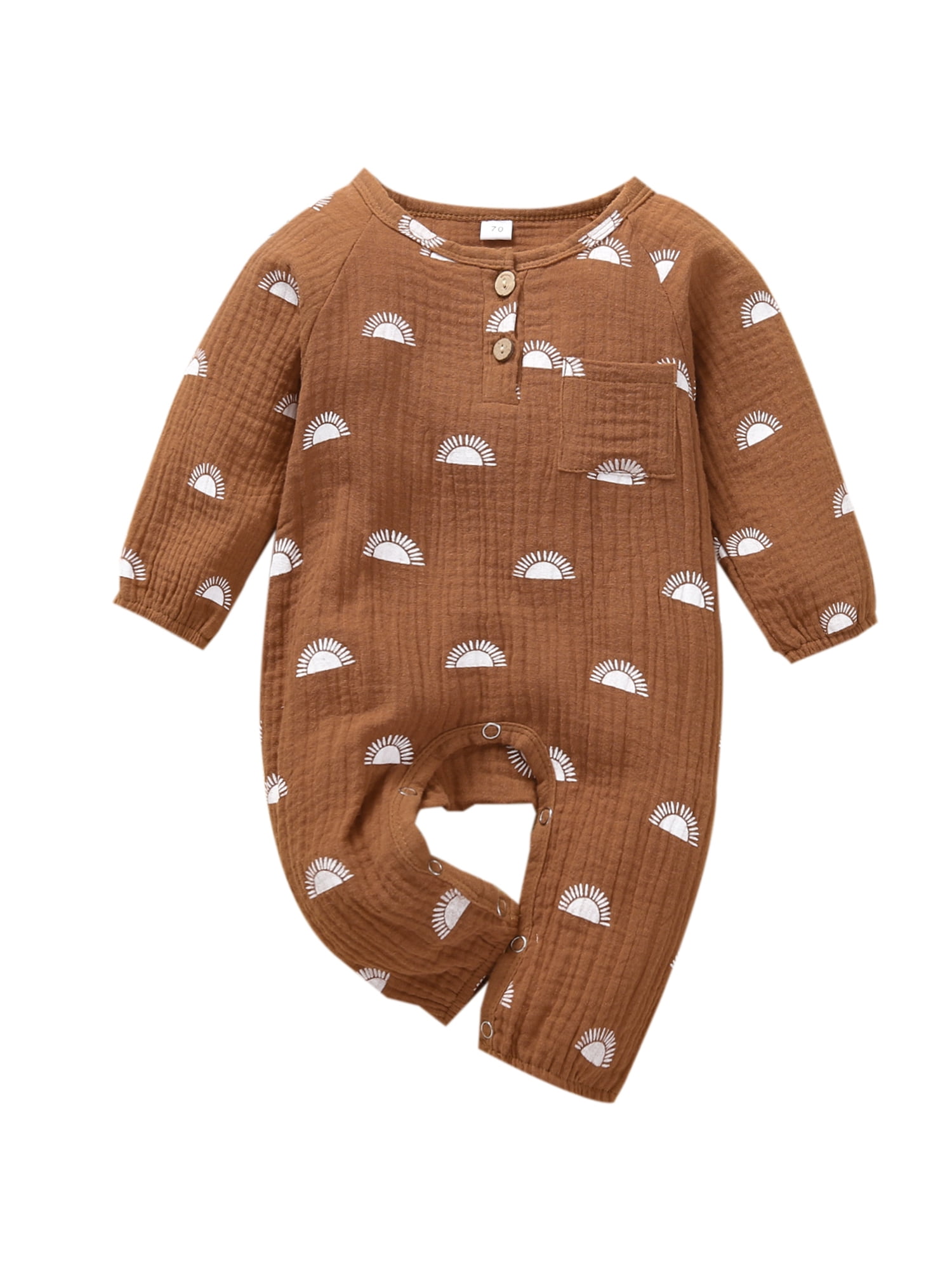 Bagilaanoe Newborn Baby Girl Boy Jumpsuit Sun Print Long Sleeve Bodysuit 3M 6M 12M 18M Infant ...