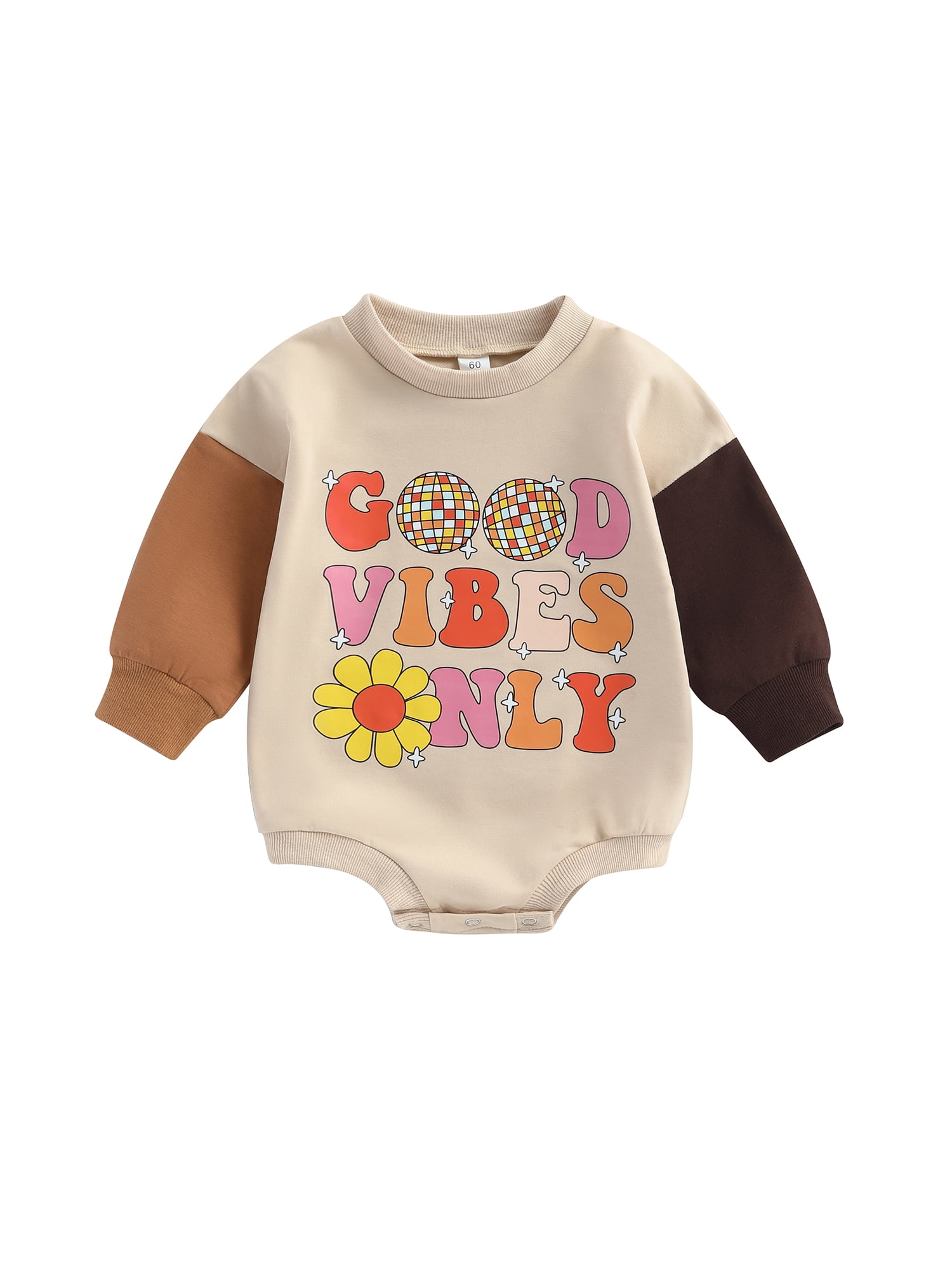 Bagilaanoe Newborn Baby Girl Boy Oversized Romper Sweatshirt Long Sleeve Bodysuit Floral Letter ...