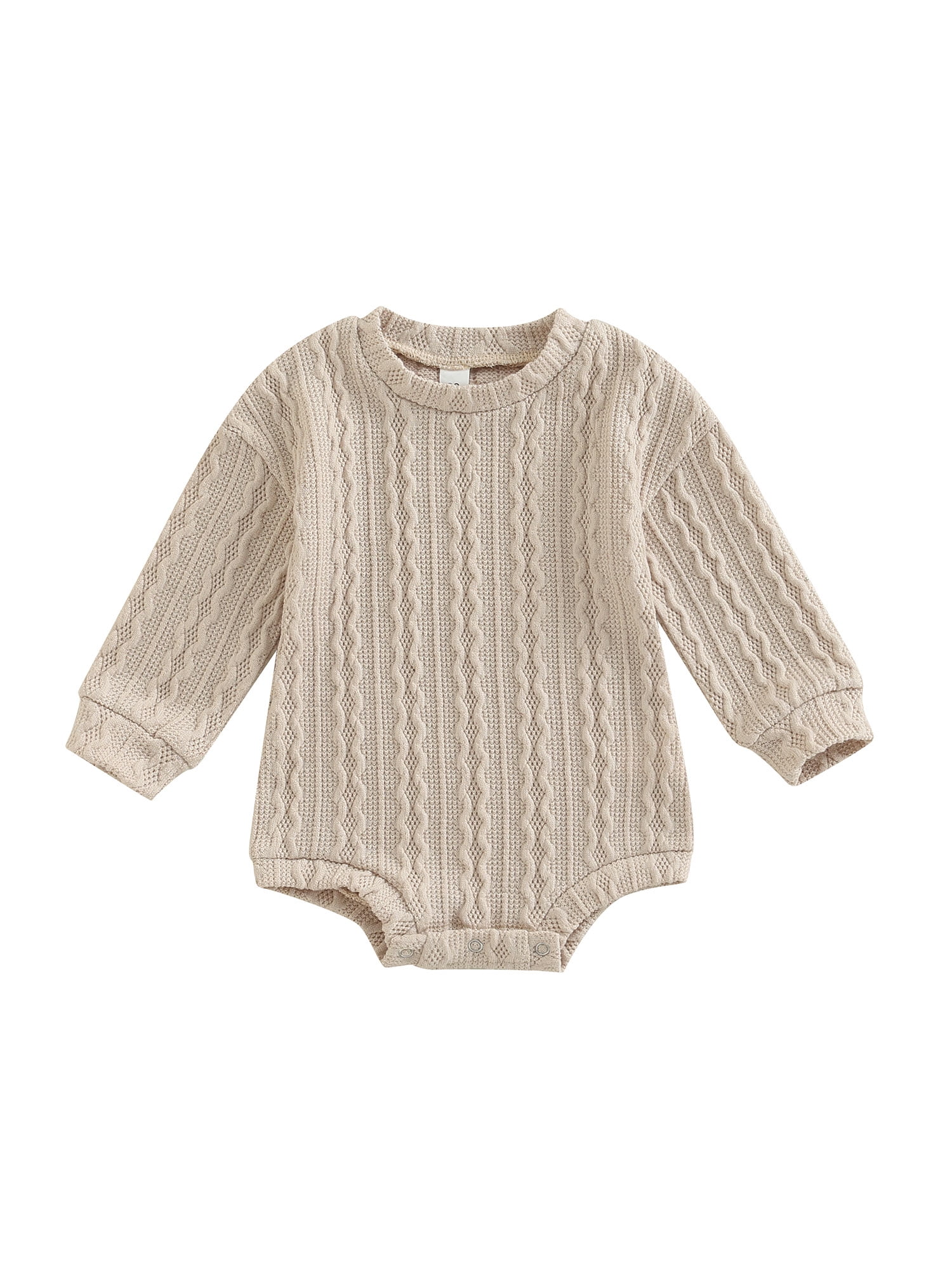 Bagilaanoe Newborn Baby Girl Boy Rompers Long Sleeve Bodysuit 3M 6M 12M 18M Infant Knitted One ...