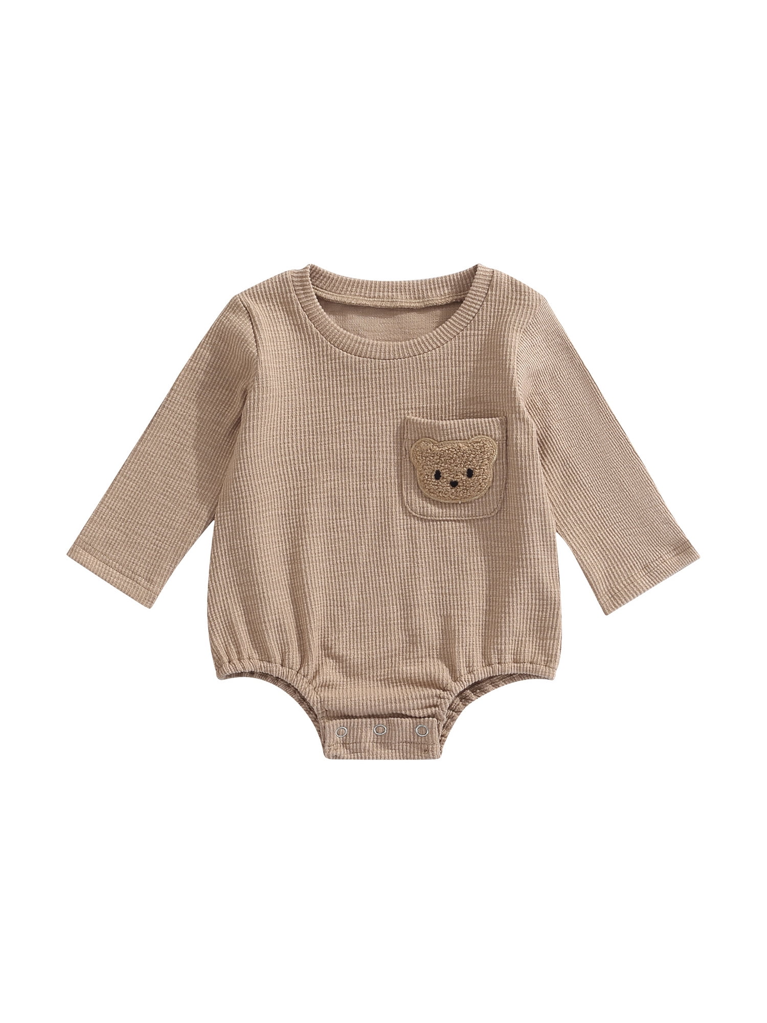 Bagilaanoe Newborn Baby Girl Boy Rompers Tops Bear Embroidery Long Sleeve Bodysuit 6M 12M 18M ...