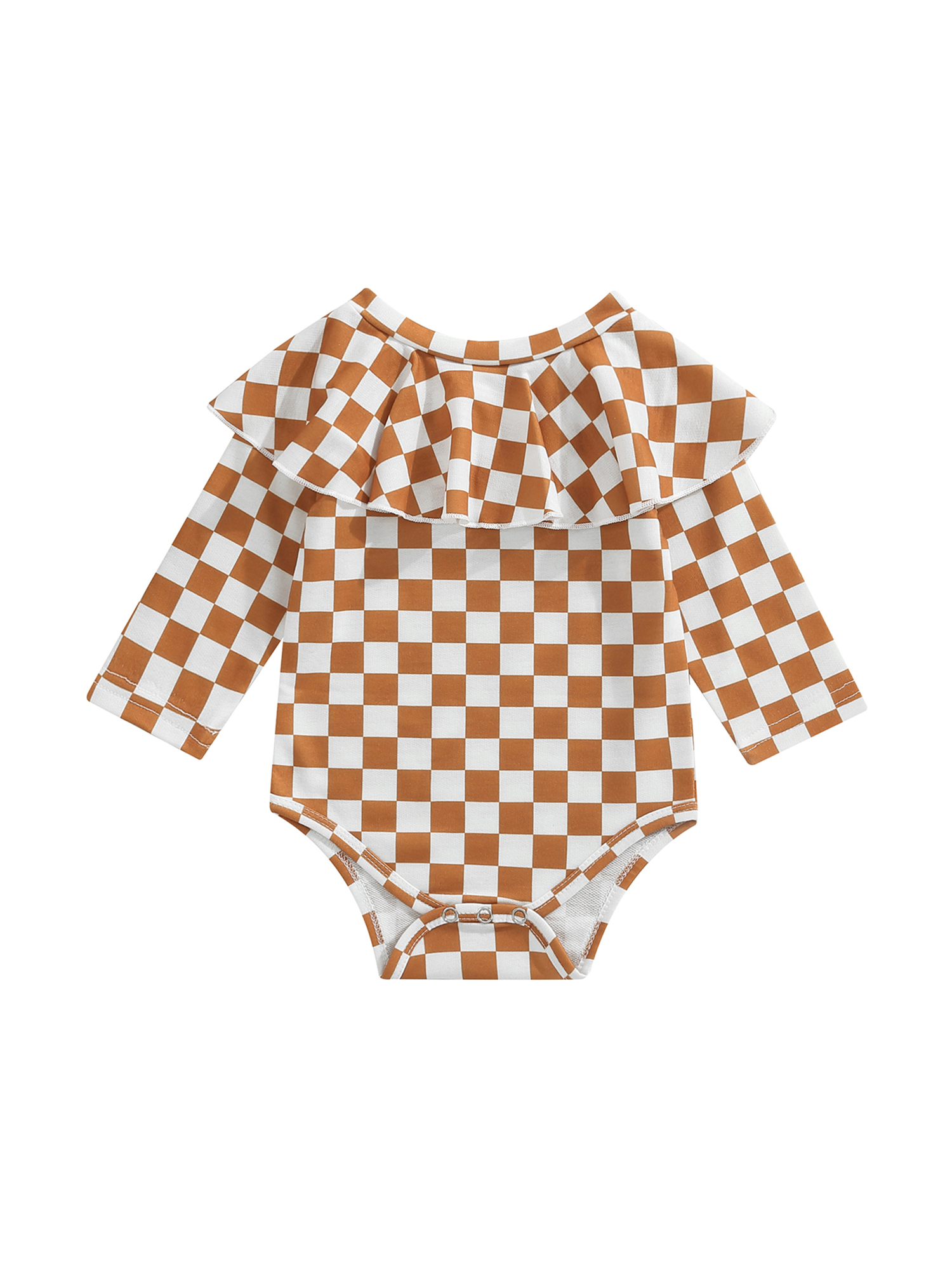 Bagilaanoe Newborn Baby Girl Boy Rompers Tops Checkerboard Print Long Sleeve Bodysuit 6M 12M 18M ...