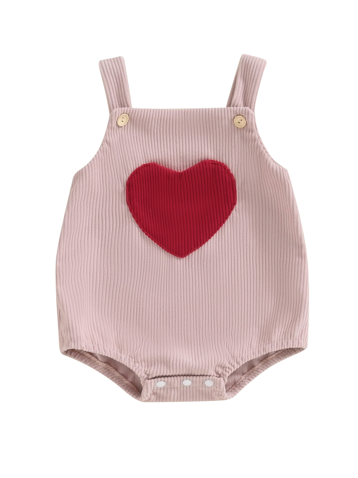 Bagilaanoe Newborn Baby Girl Boy Valentine Clothes Corduroy Rompers Heart Print Sleeveless ...