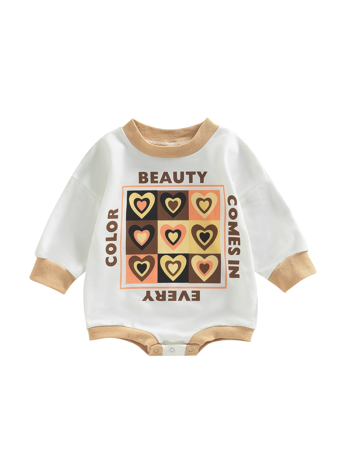Bagilaanoe Newborn Baby Girl Boy Valentine's Day Rompers Heart Letter Heart Print Long Sleeve ...