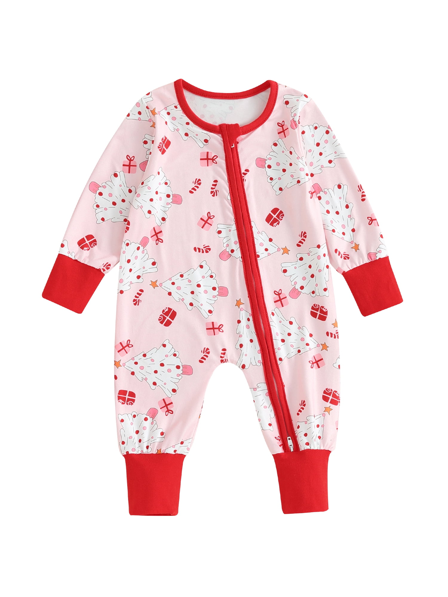 Bagilaanoe Newborn Baby Girl Boys Christmas Jumpsuit Christmas Tree Print Long Sleeve Bodysuit ...