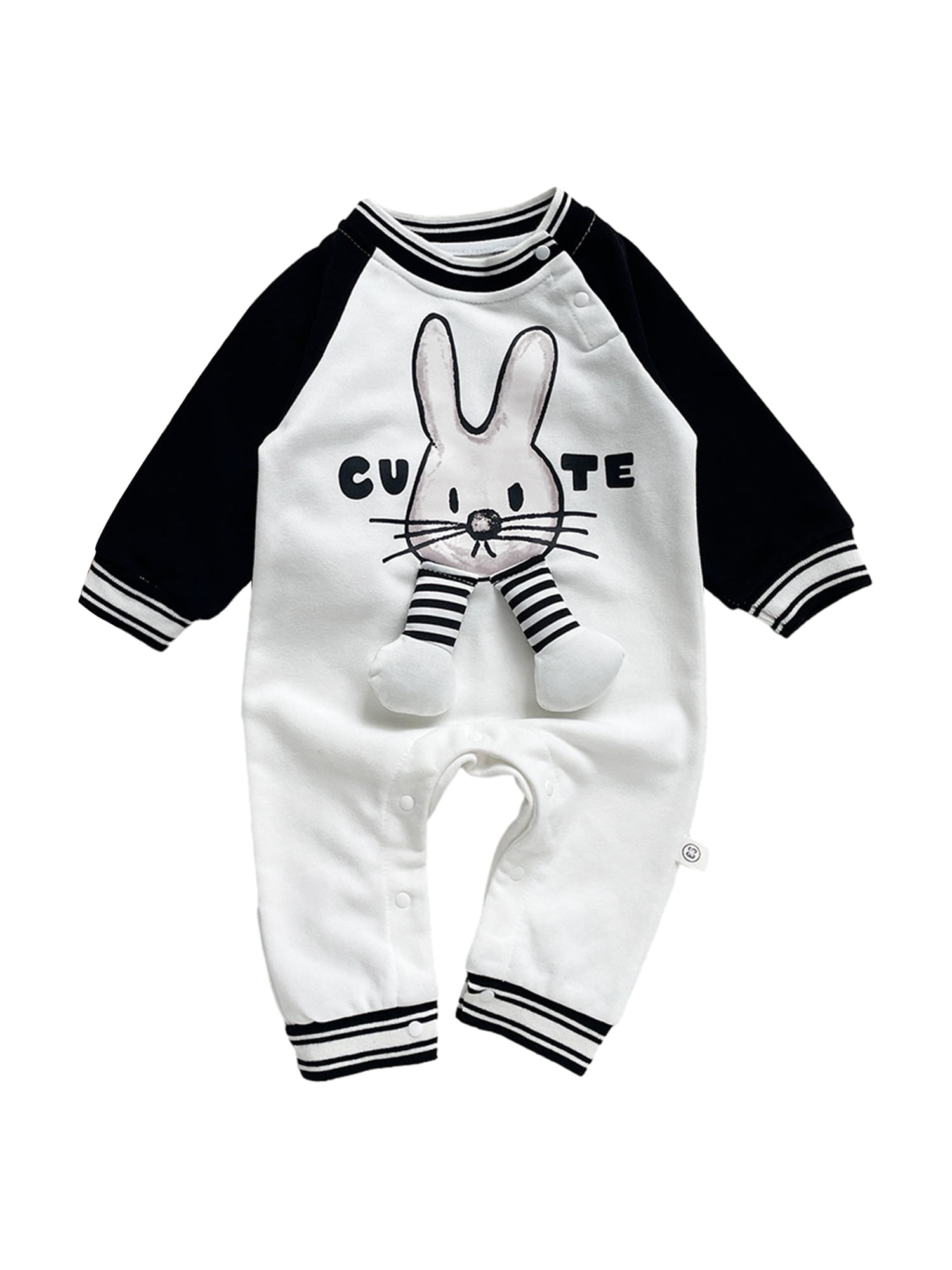 Bagilaanoe Newborn Baby Girl Boys Easter Jumpsuit Cartoon Print Long Sleeve Bodysuit Infant ...