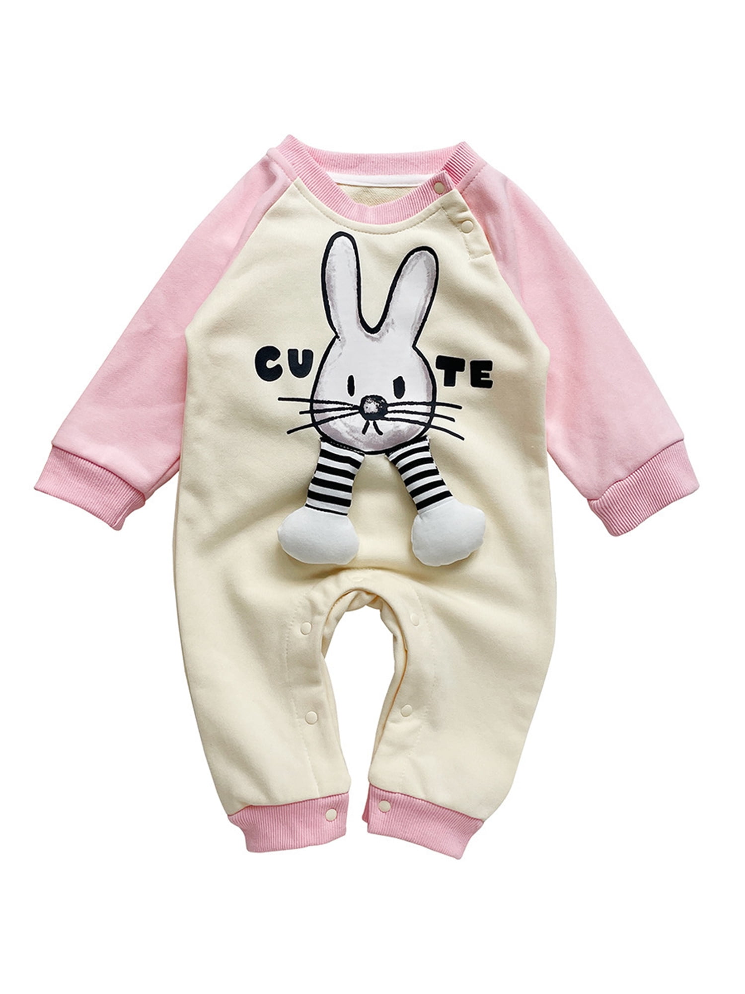 Bagilaanoe Newborn Baby Girl Boys Easter Jumpsuit Cartoon Print Long Sleeve Bodysuit Infant ...