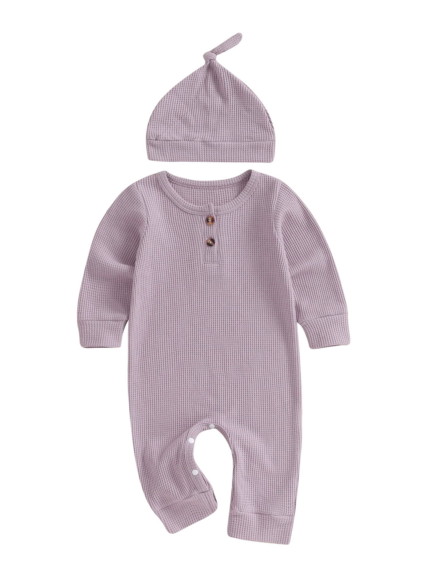 Bagilaanoe Newborn Baby Girl Boys Fall Jumpsuit Long Sleeve Bodysuit + Hat 3M 6M 9M 12M 18M 24M ...