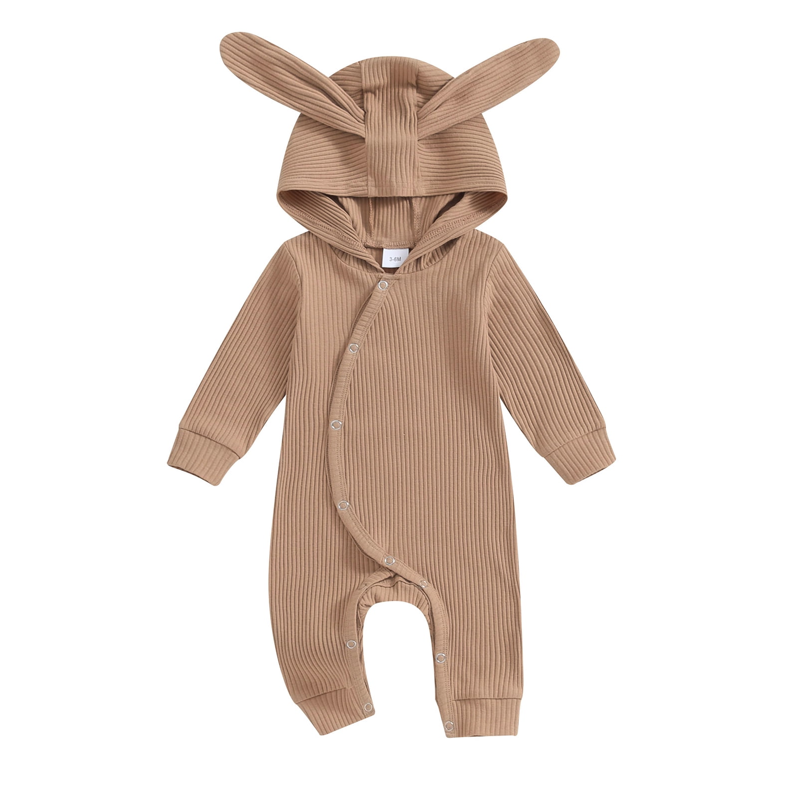 Bagilaanoe Newborn Baby Girl Boys Hood Jumpsuit Long Sleeve Bodysuit 3M 6M 9M 12M 18M Infant ...