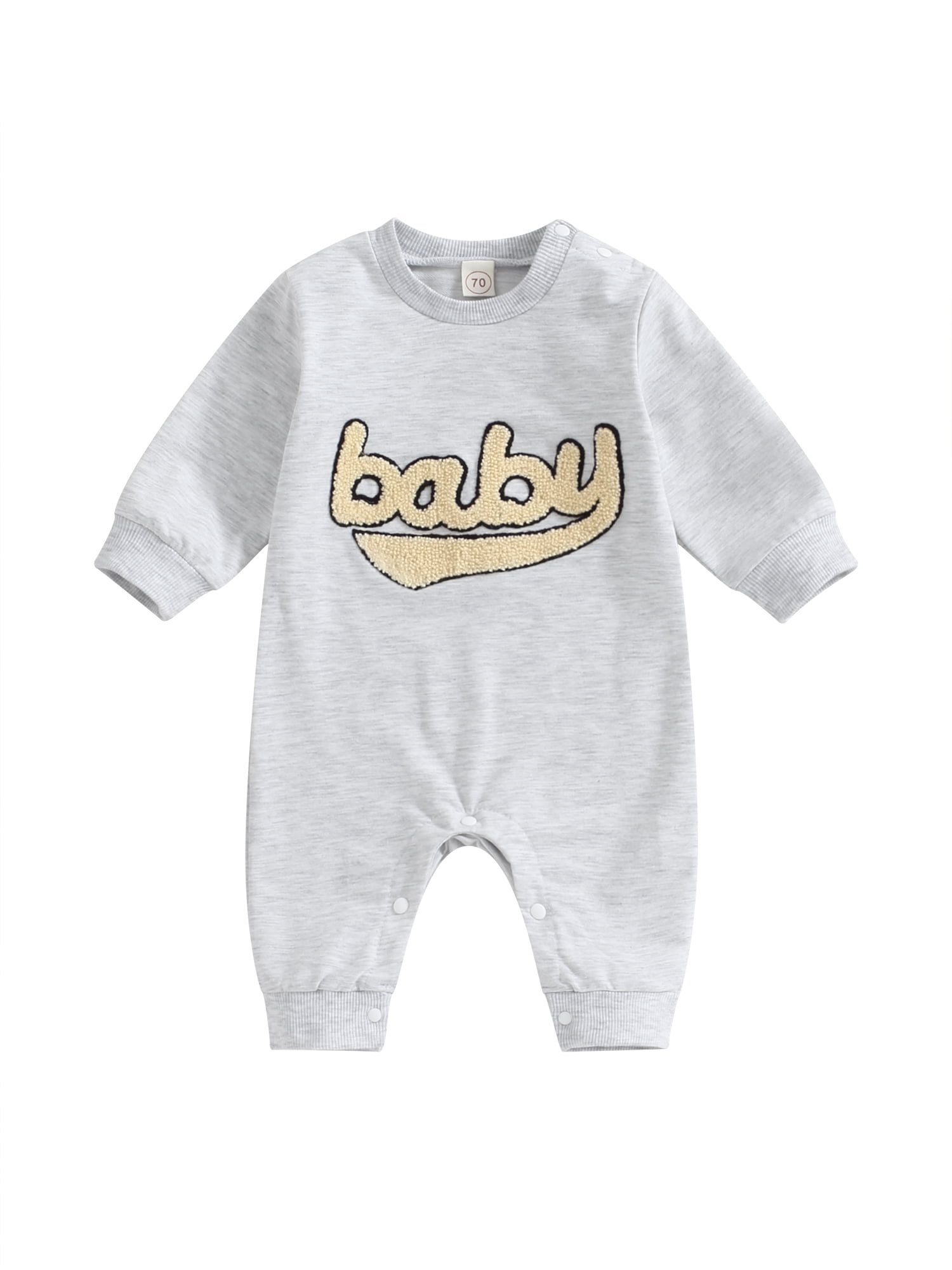 Bagilaanoe Newborn Baby Girl Boys Jumpsuit Letter Embroidery Long Sleeve Bodysuit 6M 12M 18M 24M ...