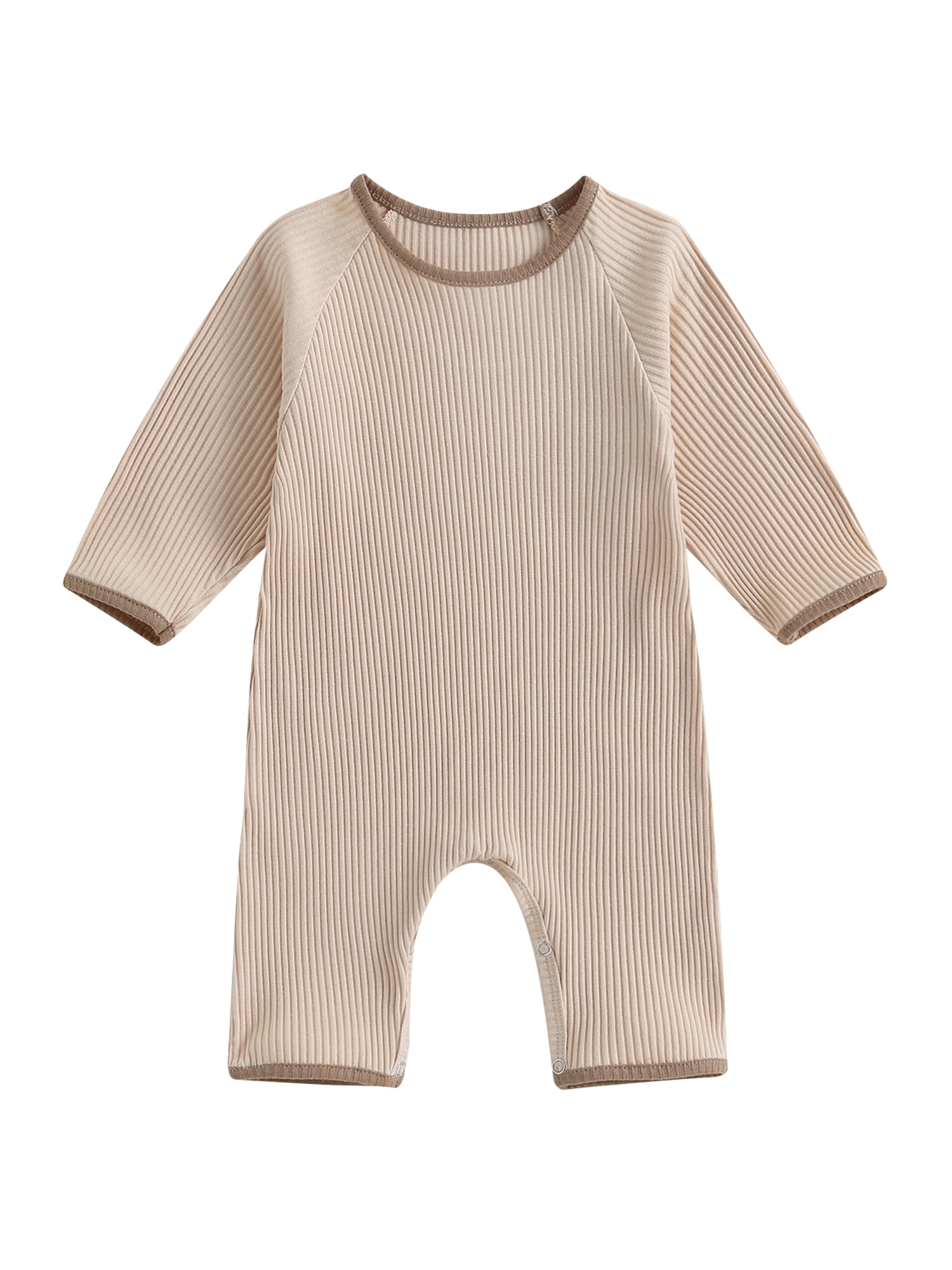 Bagilaanoe Newborn Baby Girl Boys Jumpsuit Long Sleeve Bodysuit 3M 6M 9M 12M Infant Ribbed One ...