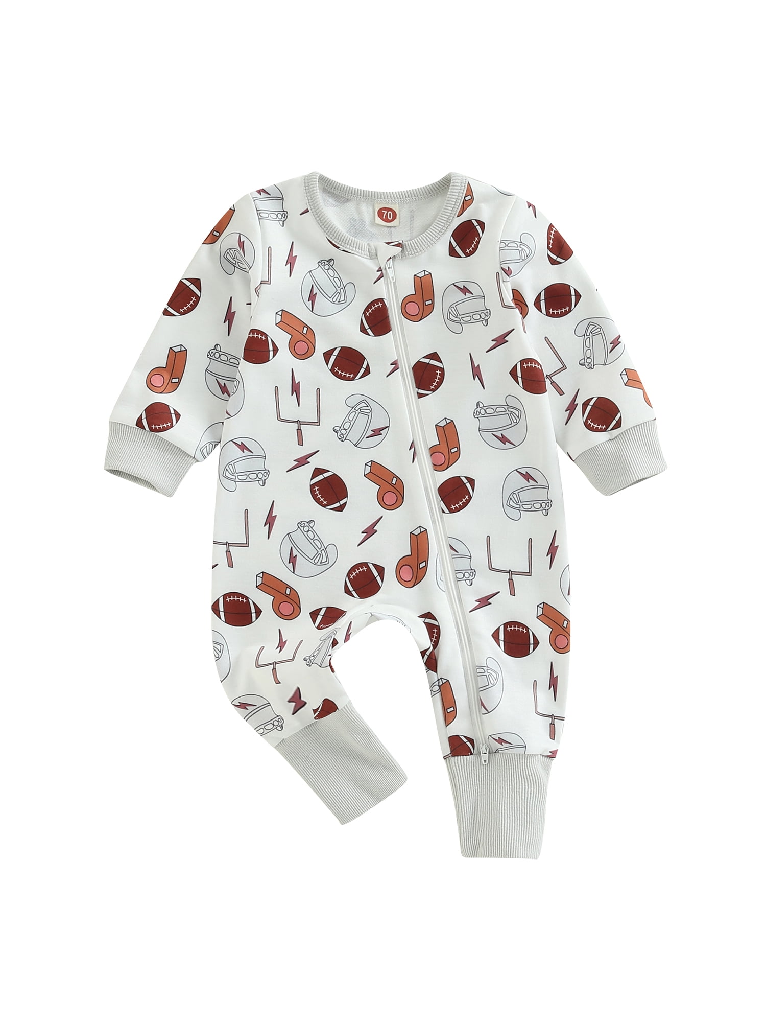 Bagilaanoe Newborn Baby Girl Boys Jumpsuit Rugby Print Long Sleeve Bodysuit 6M 12M 18M 24M ...