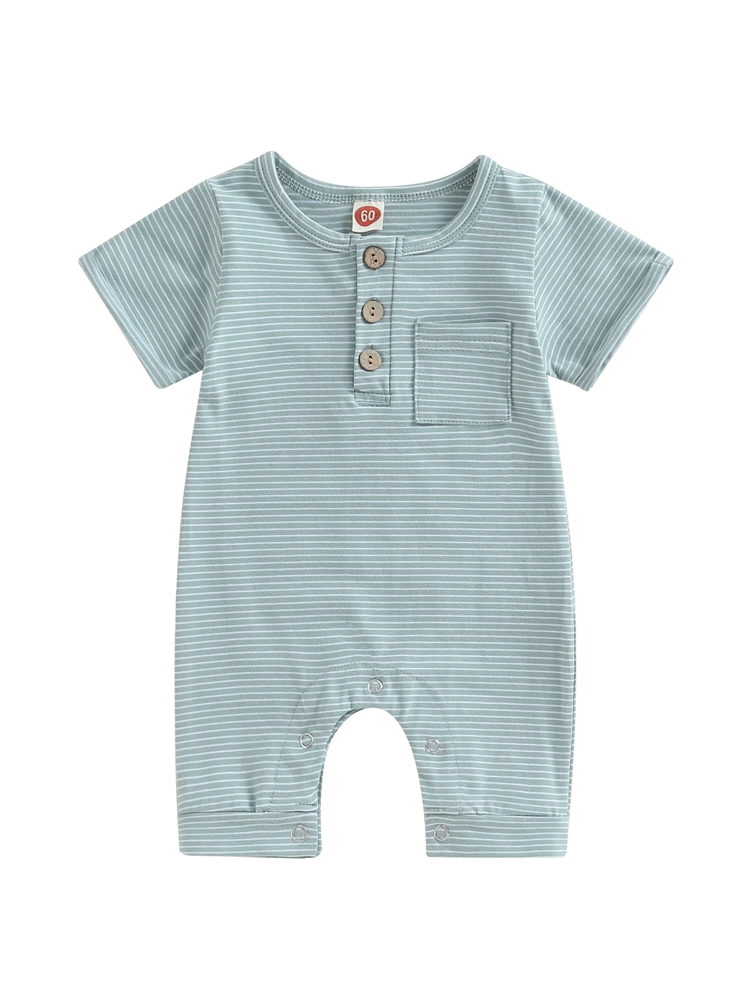 Bagilaanoe Newborn Baby Girl Boys Summer Jumpsuit Stripe Short Sleeve Bodysuit 3M 6M 12M 18M ...