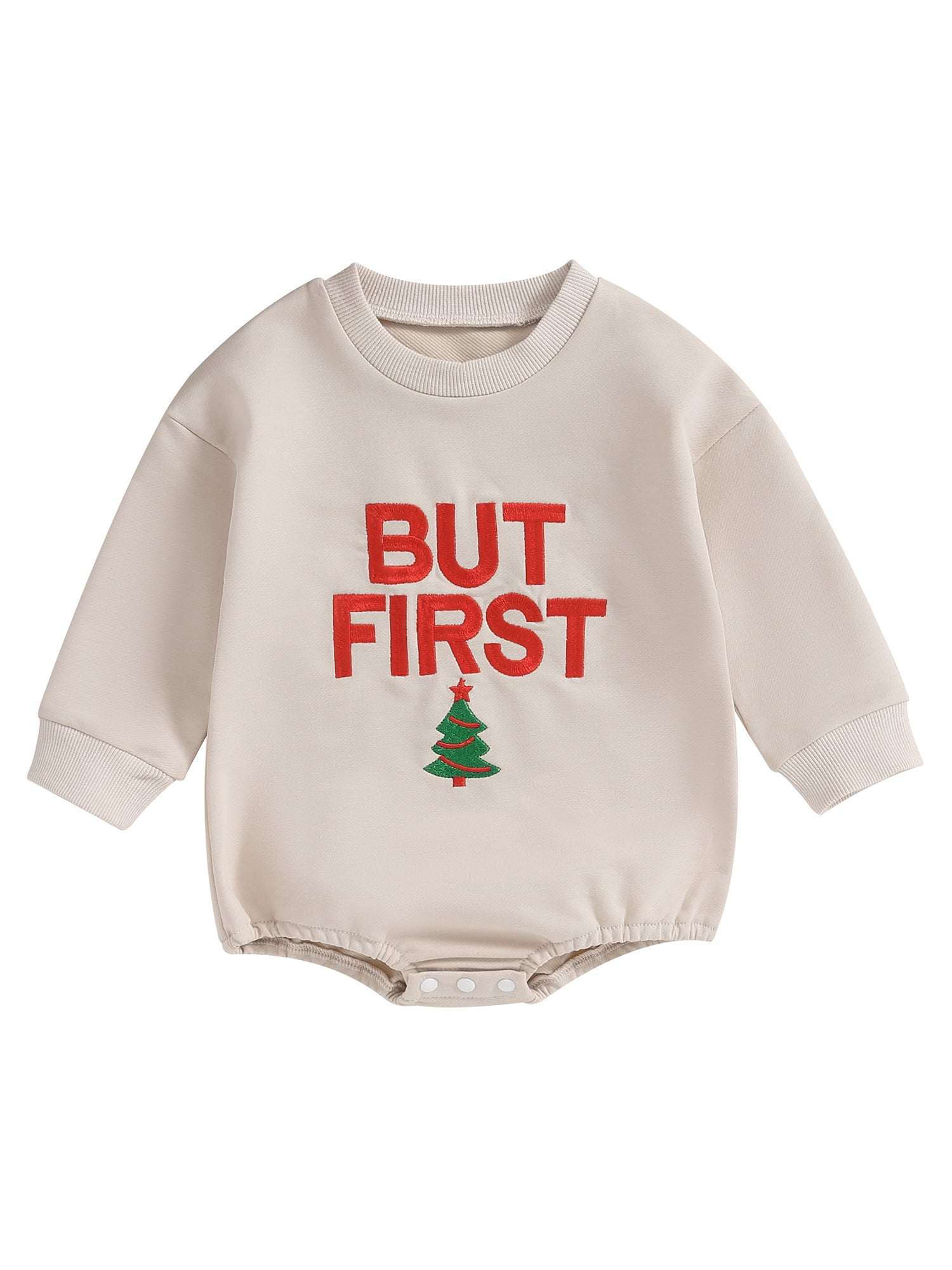 Bagilaanoe Newborn Baby Girl Christmas Romper Sweatshirt Long Sleeve Bodysuits Letter Embroidery ...