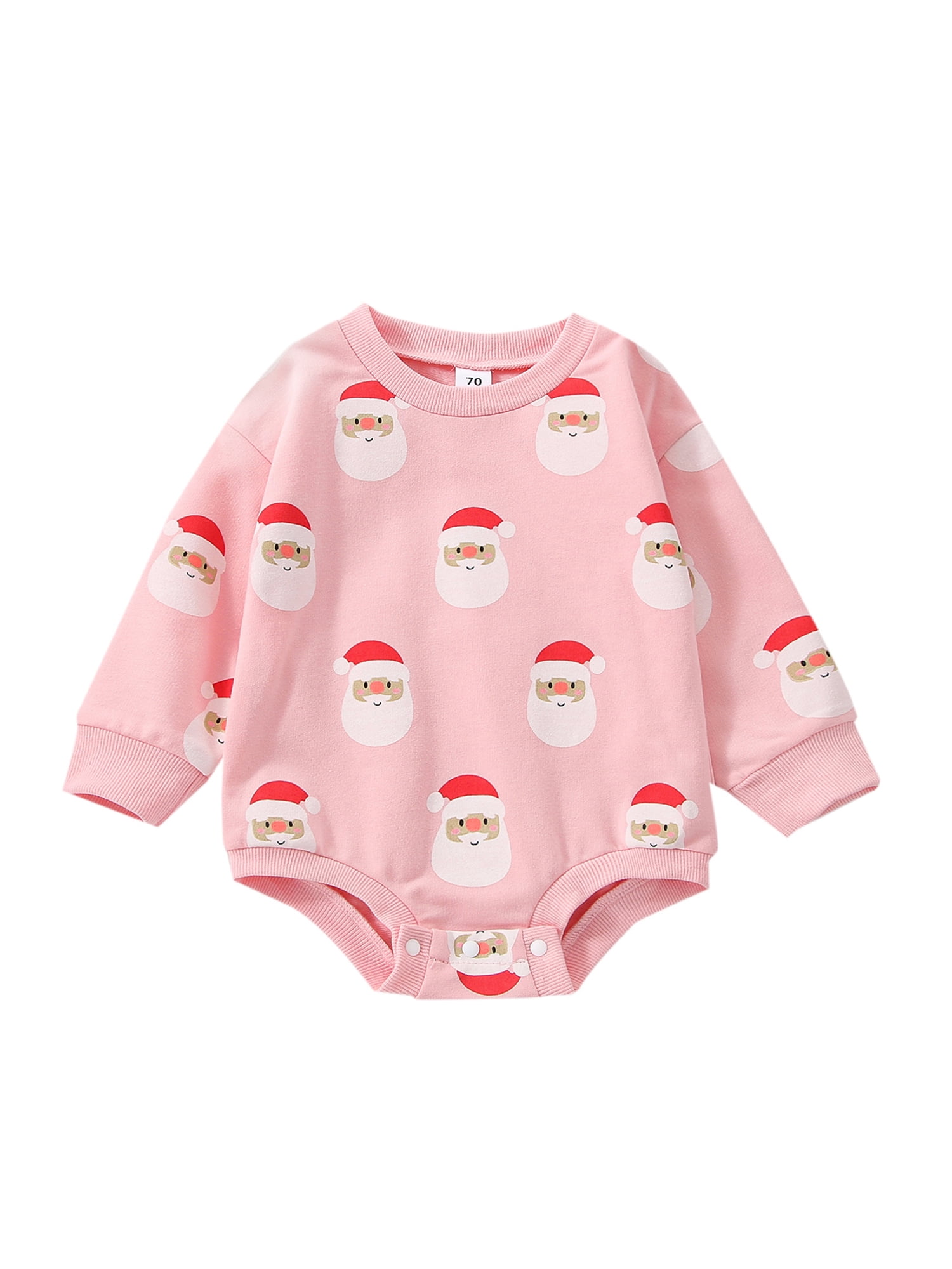 Bagilaanoe Newborn Baby Girl Christmas Rompers Santa Claus Print Long Sleeve Bodysuit 3M 6M 12M ...