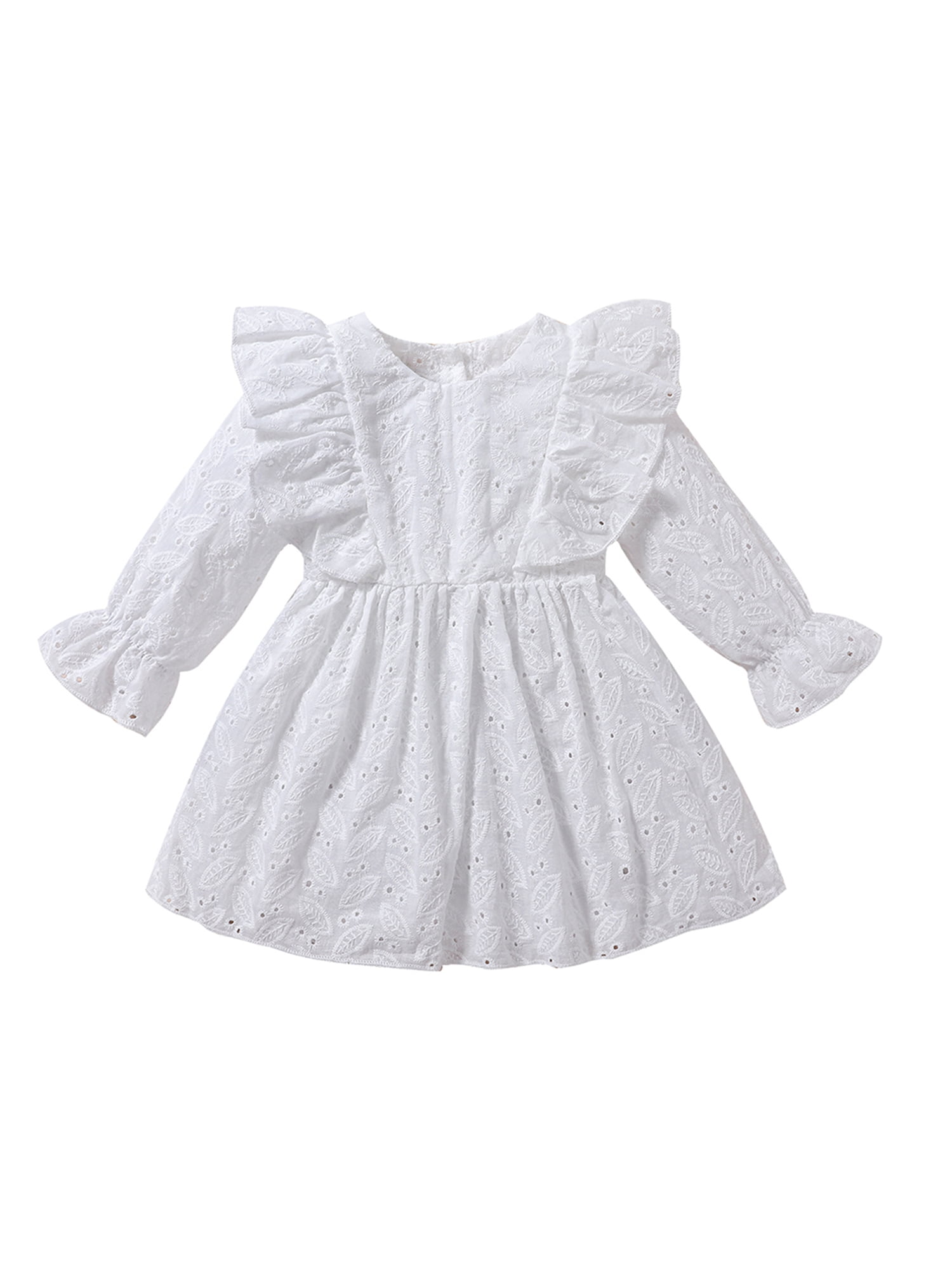 Bagilaanoe Newborn Baby Girl Dress Ruffles Long Sleeve A-line Princess Dresses 3M 6M 9M 12M 18M ...