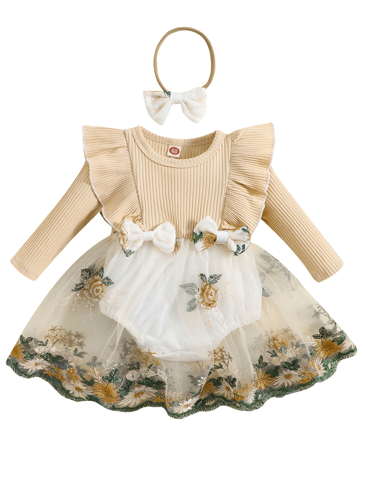 Bagilaanoe Newborn Baby Girl Fall Romper Dress Embroidery Long Sleeve A-line Princess Dresses ...