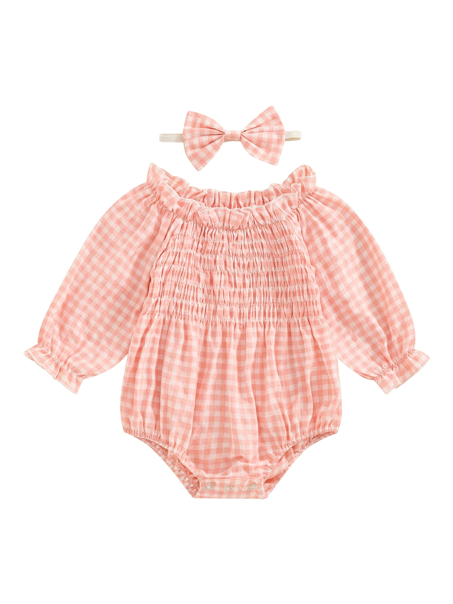 Bagilaanoe Newborn Baby Girl Fall Rompers Print Long Sleeve Bodysuits + Headband 3M 6M 12M 18M ...