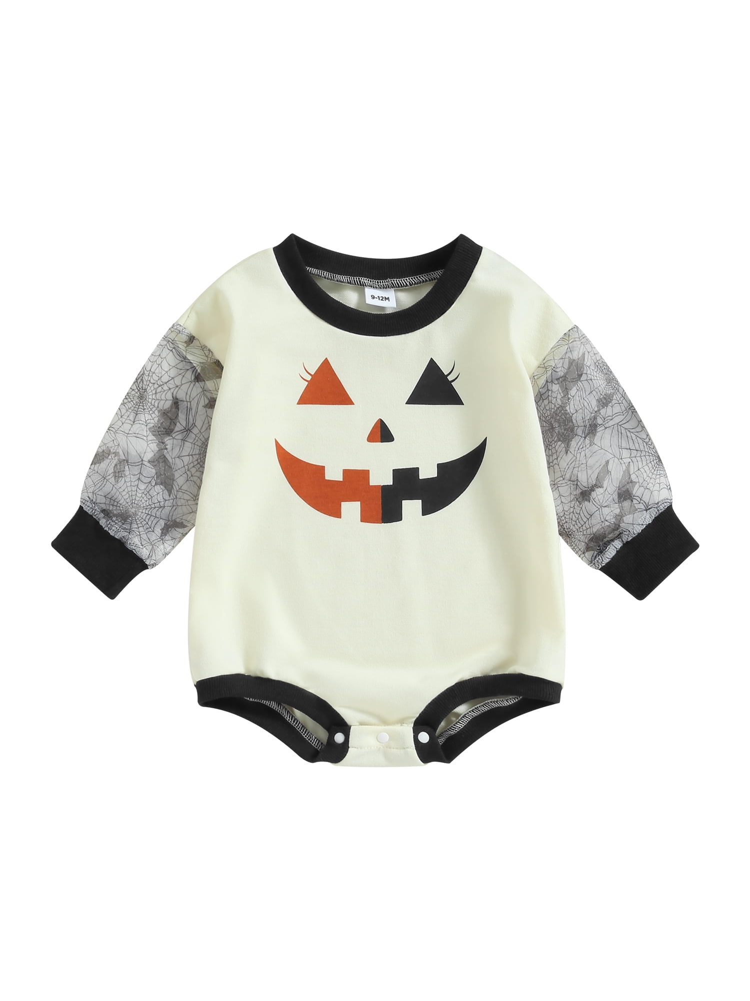 Bagilaanoe Newborn Baby Girl Halloween Romper Sweatshirt Long Sleeve Bodysuit Pumpkin Print ...