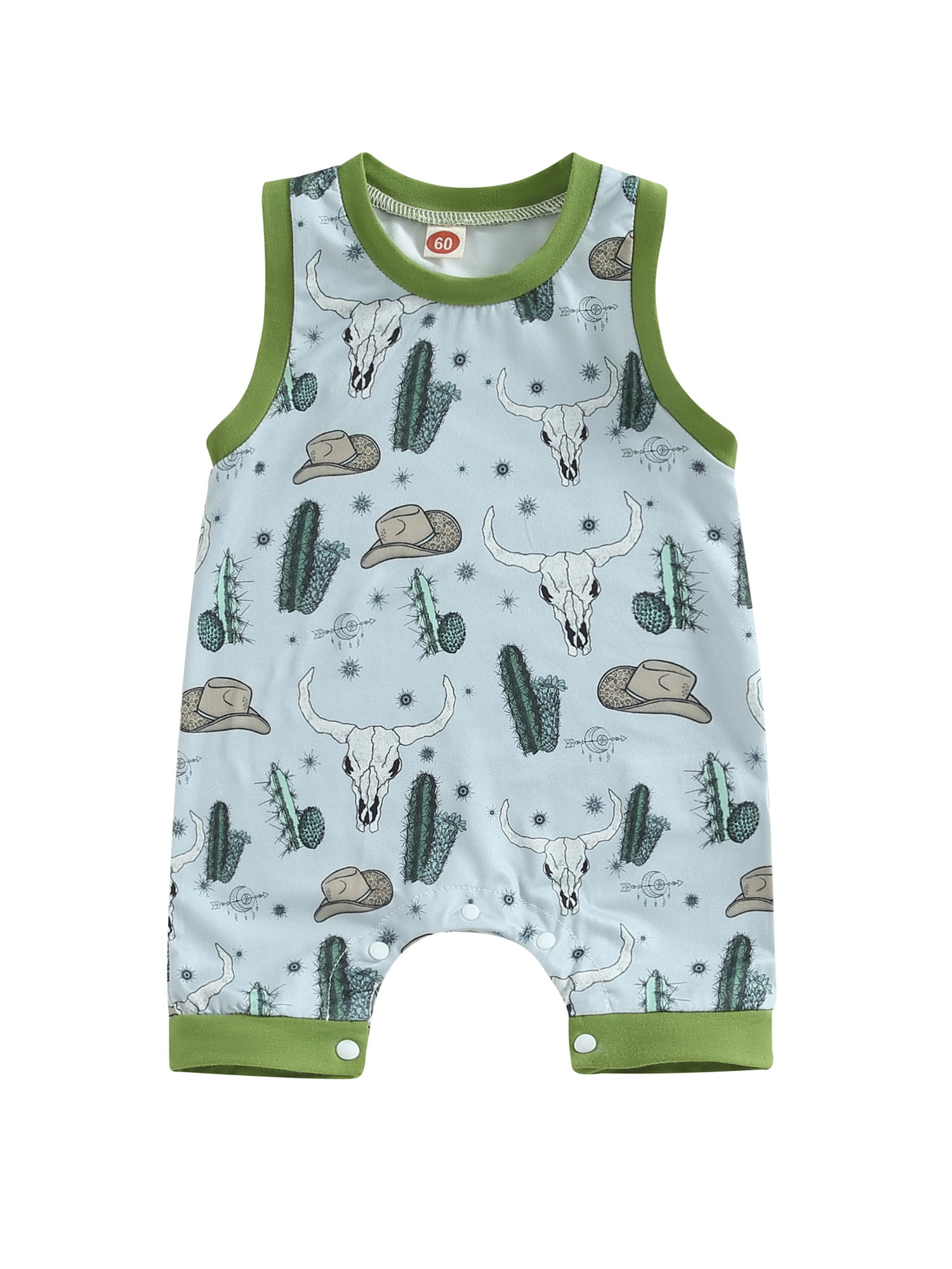 Bagilaanoe Newborn Baby Girl Jumpsuit Print Sleeveless Bodysuit 3M 6M 12M 18M Infant Summer One ...