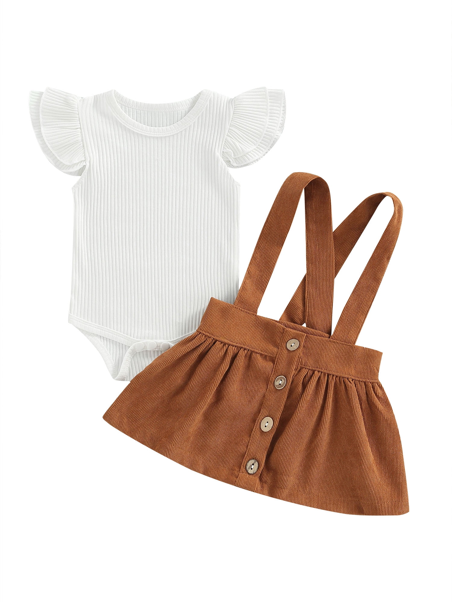 Bagilaanoe Newborn Baby Girl Overall Outfit 3 6 12 18 Months Ruffle ...