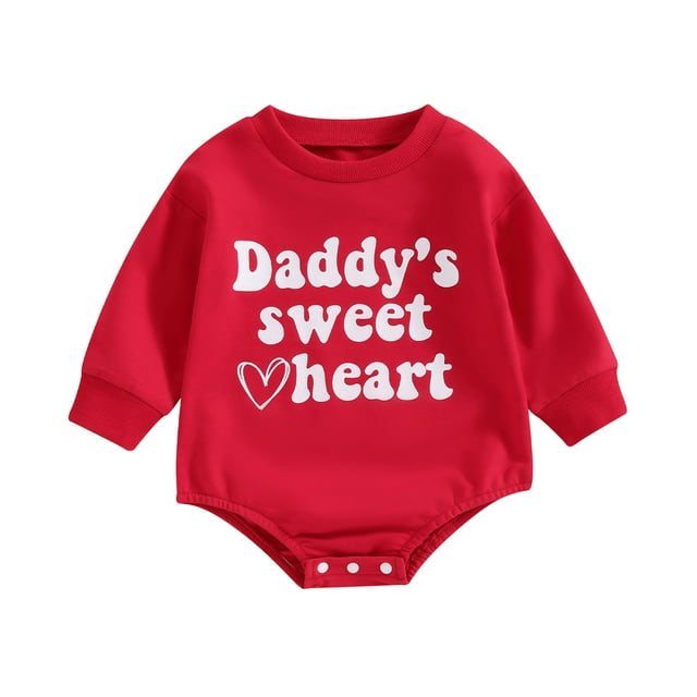 Bagilaanoe Newborn Baby Girl Oversized Romper Sweatshirt Long Sleeve Bodysuits Heart Letter ...