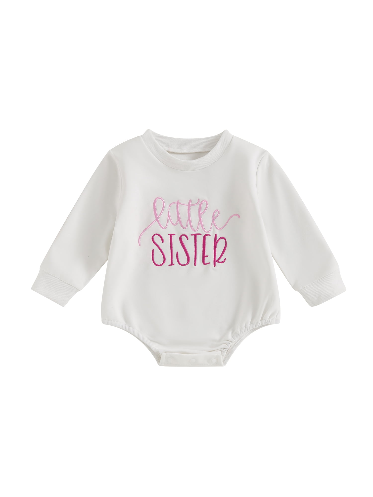 Bagilaanoe Newborn Baby Girl Oversized Romper Sweatshirt Long Sleeve Bodysuits Letter Embroidery ...