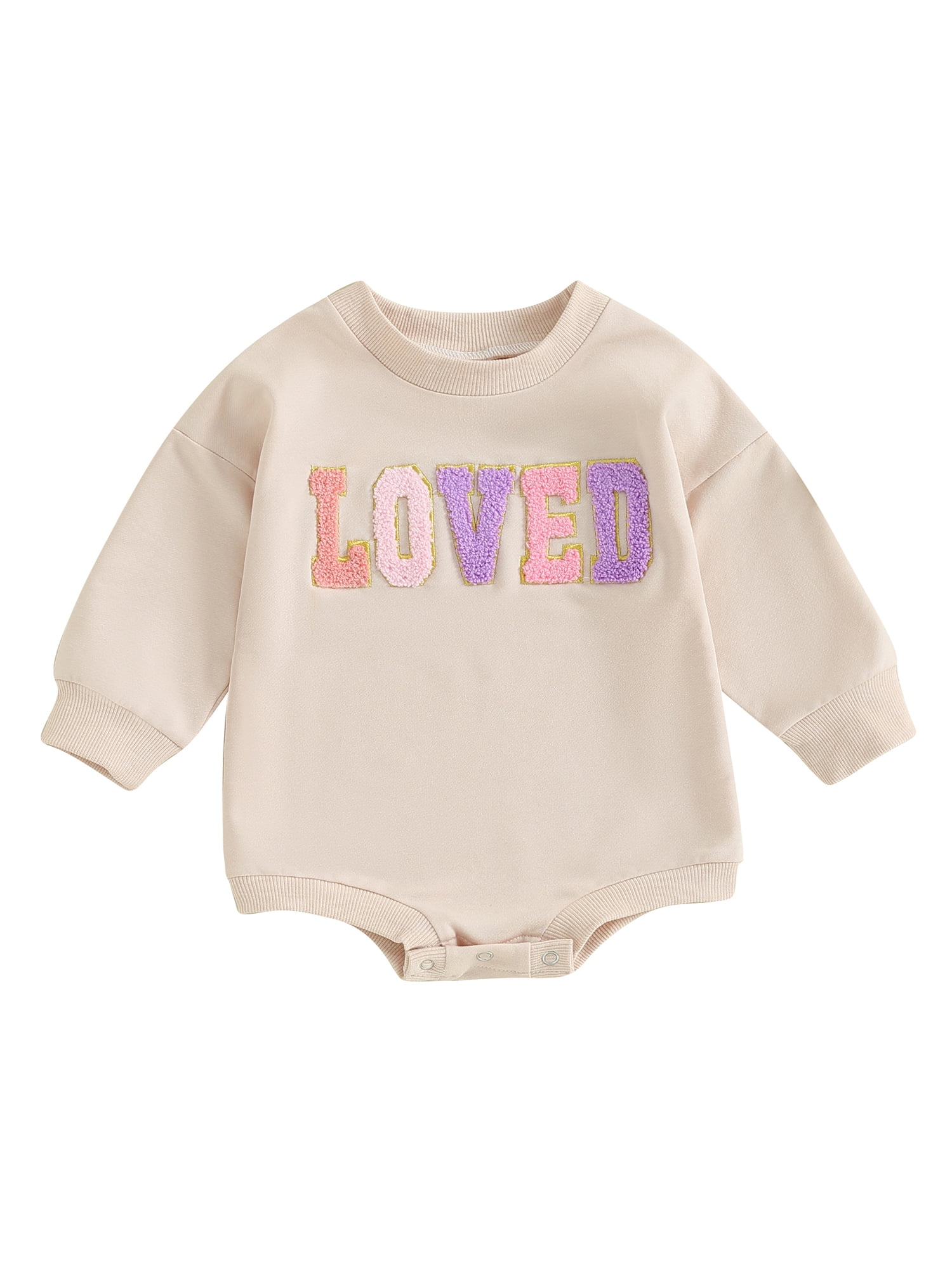 Bagilaanoe Newborn Baby Girl Oversized Romper Sweatshirt Long Sleeve Bodysuits Letter Embroidery ...