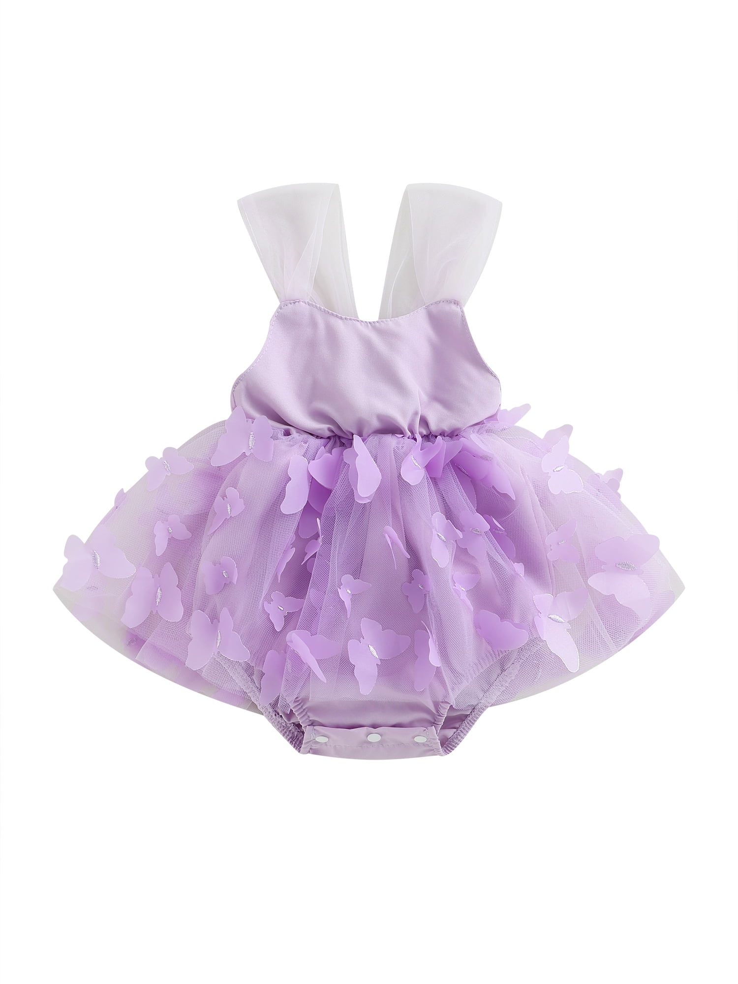 Bagilaanoe Newborn Baby Girl Romper Dress Butterfly Sleeveless Bodysuit ...