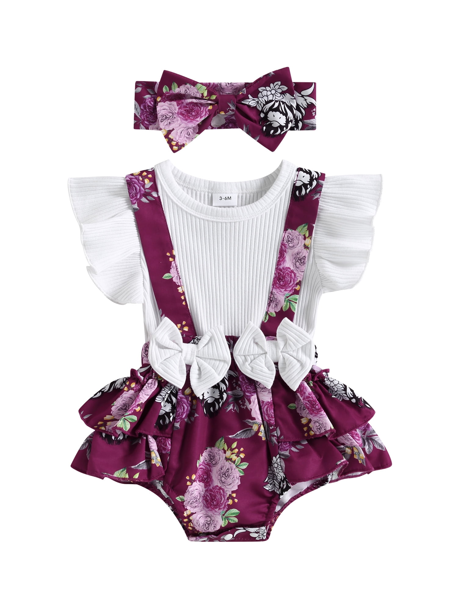 Bagilaanoe Newborn Baby Girl Rompers Dress Print Fly Sleeve Bodysuit ...