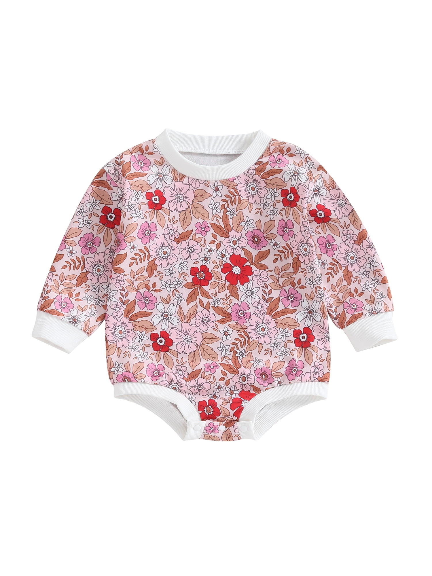 Bagilaanoe Newborn Baby Girl Rompers Flower Print Long Sleeve Bodysuit 3M 6M 12M 18M 24M Infant ...