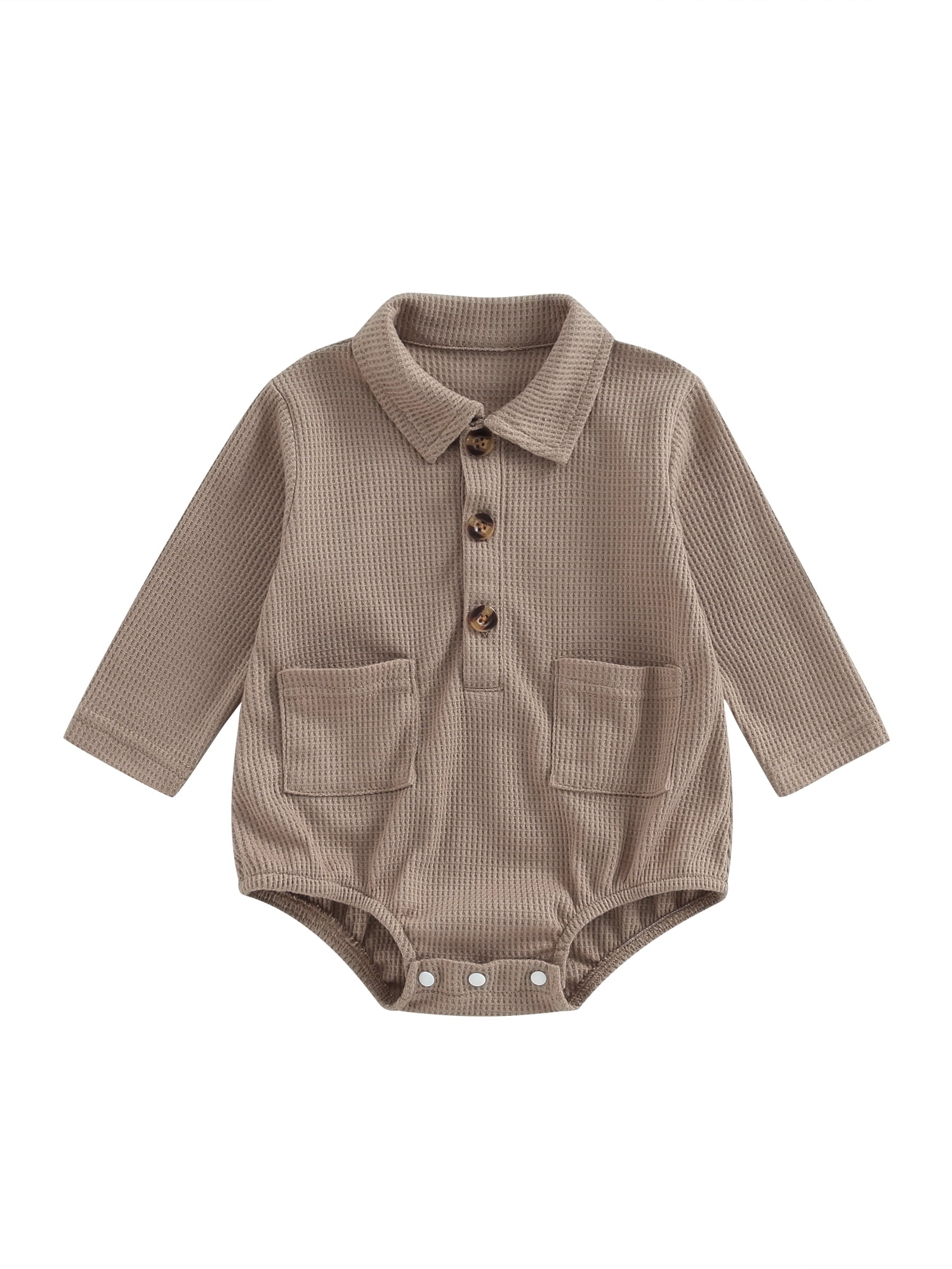 Bagilaanoe Newborn Baby Girl Rompers Long Sleeve Bodysuits 6M 12M 18M 24M Infant Waffle One ...